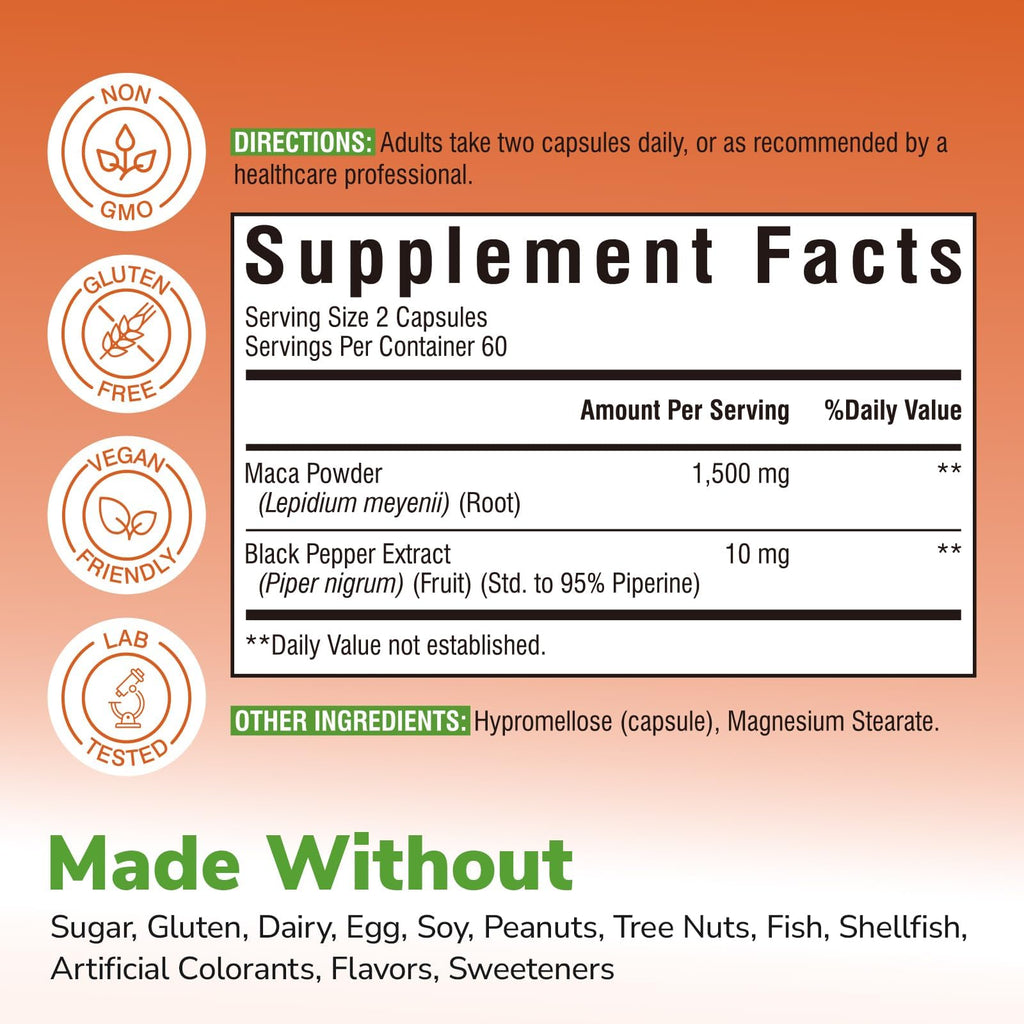 Maca root 1500 mg for hormonal balance