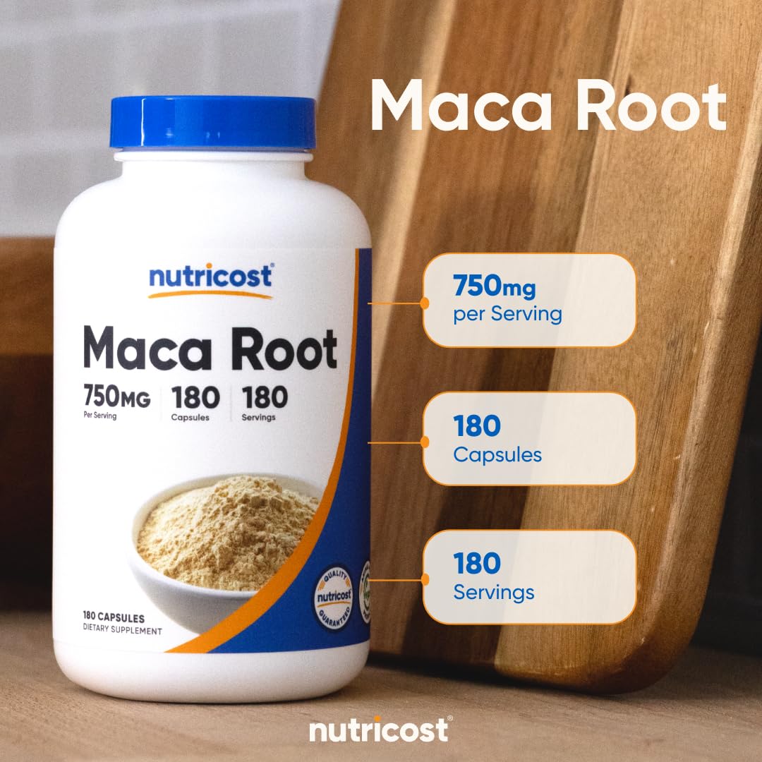 Maca root capsules for daily nutrition