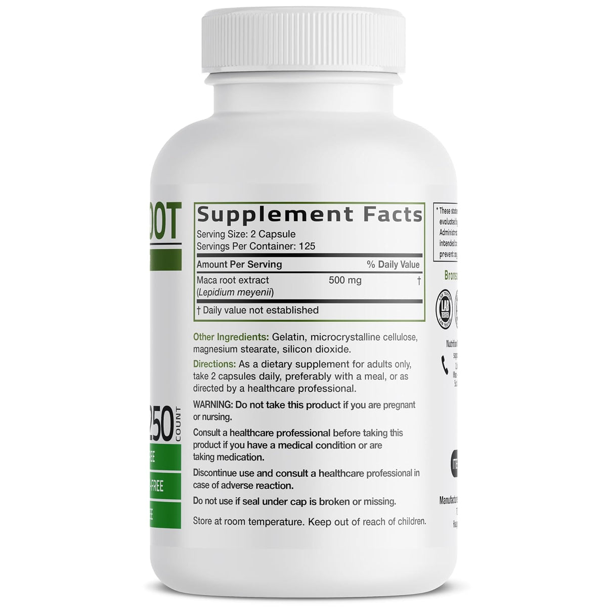 Maca root capsules for endurance