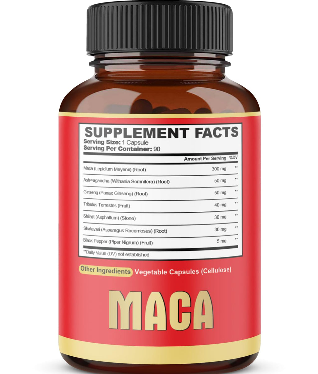 Maca root capsules for senior nutrition