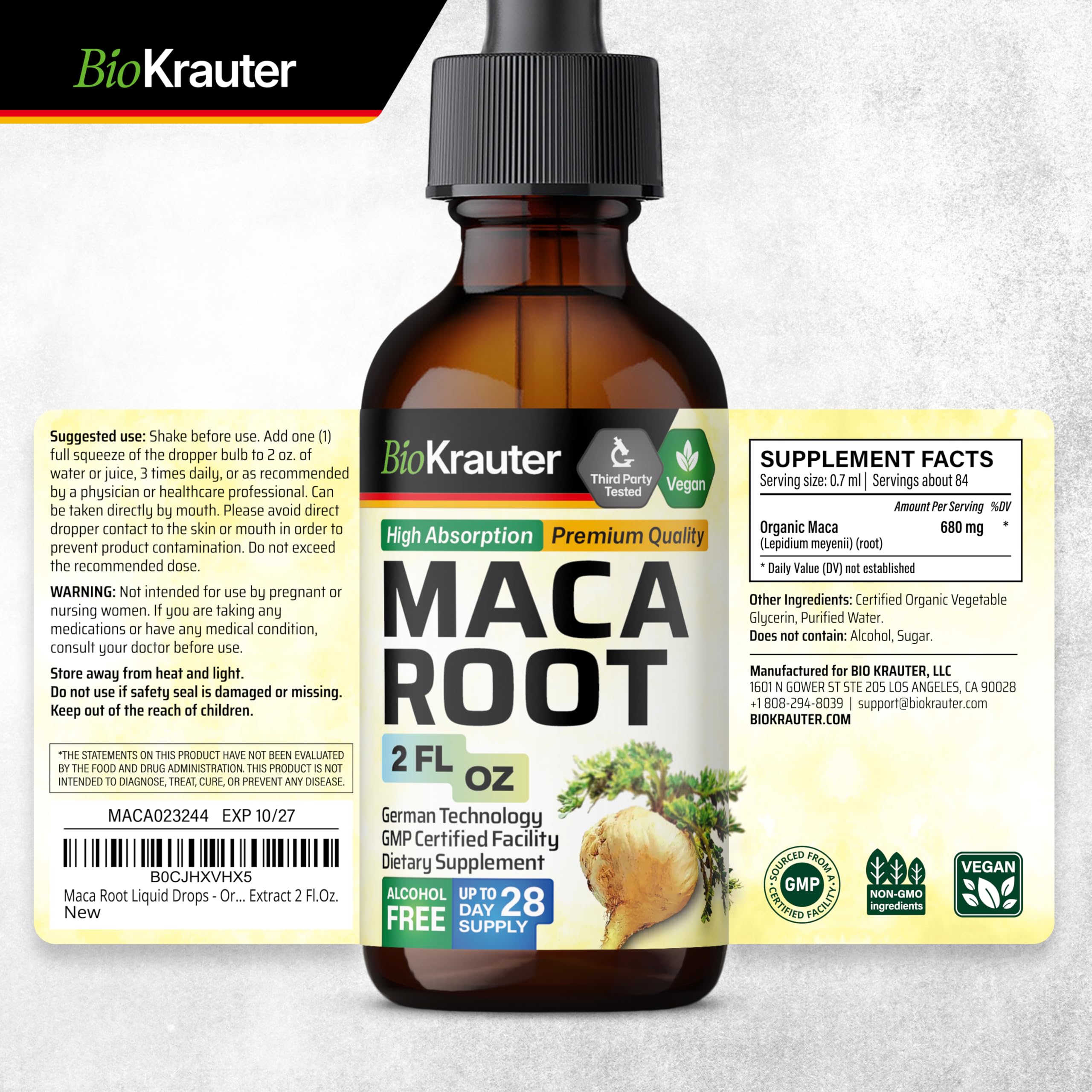 Maca root extract for stamina