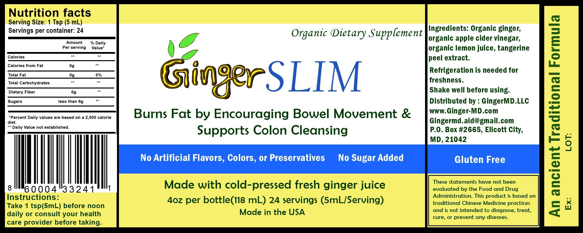 made in Canada ginger dietary aid