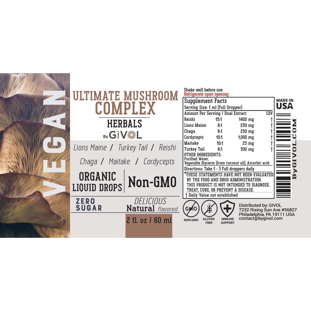 made in USA mushroom supplement