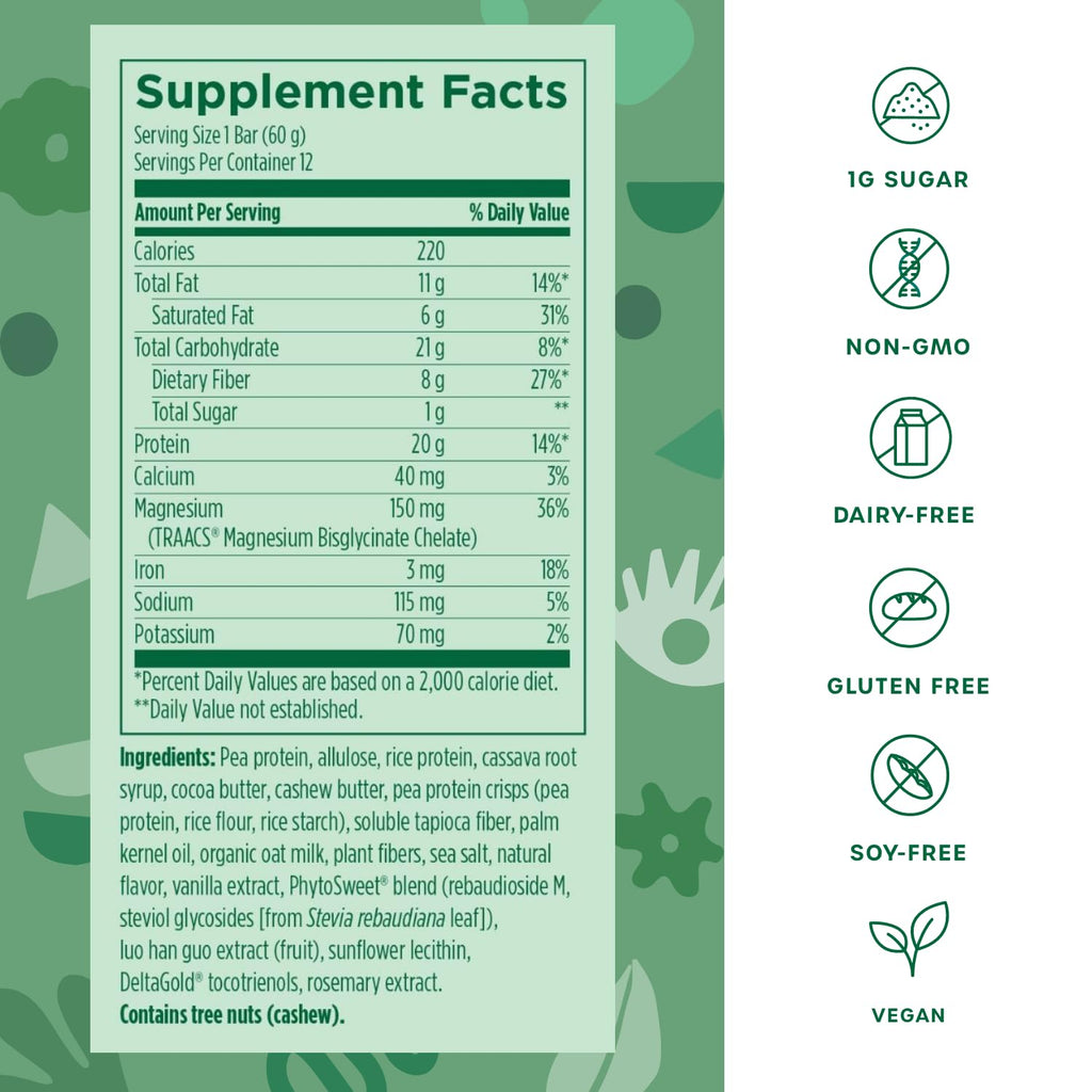 magnesium bars with rice and pea protein