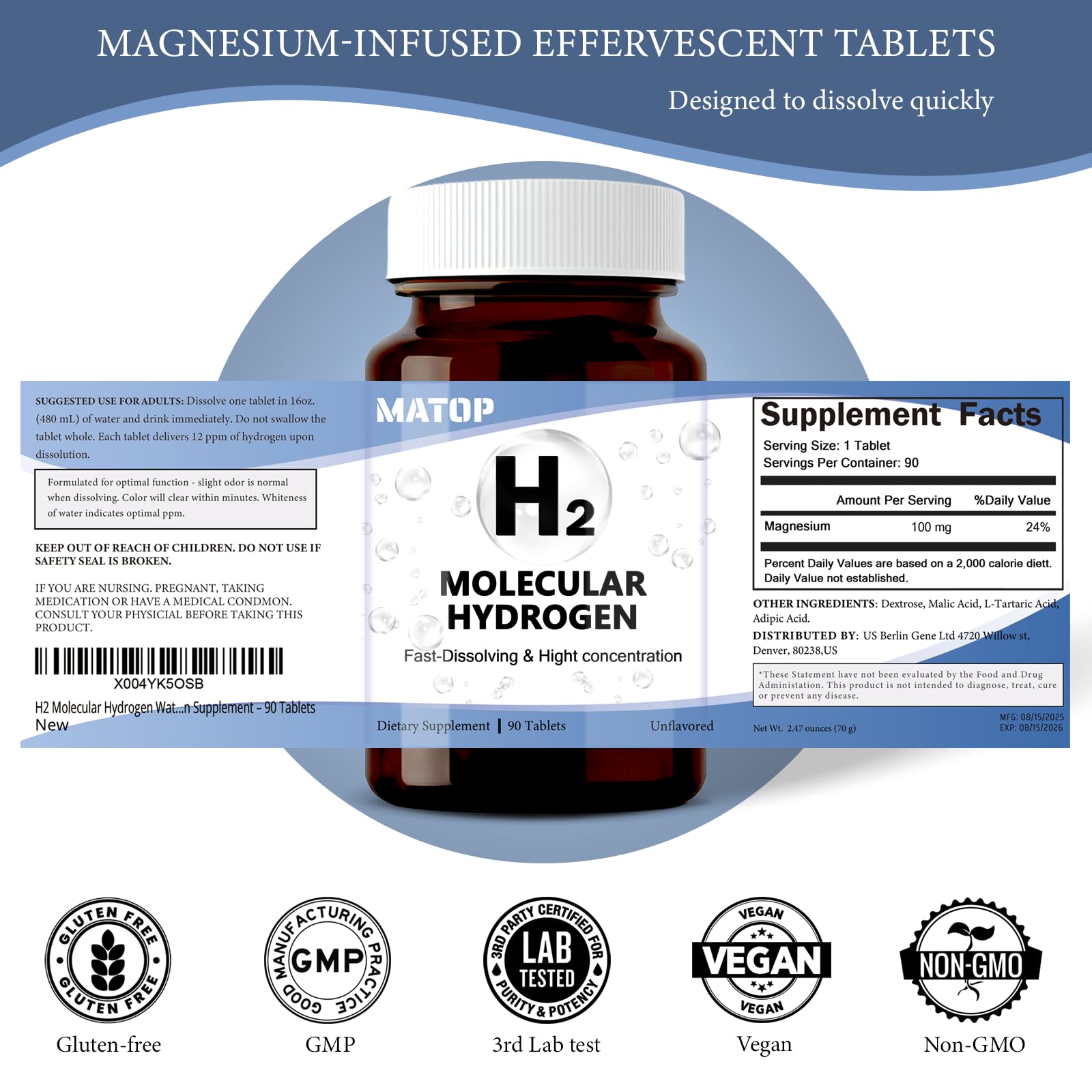 magnesium-based hydrogen water supplement