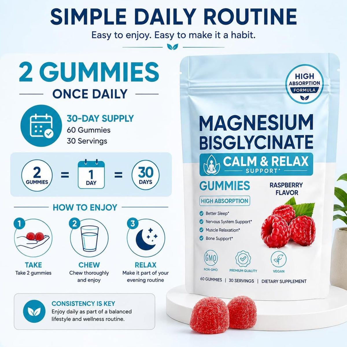 Magnesium bisglycinate for daily wellness