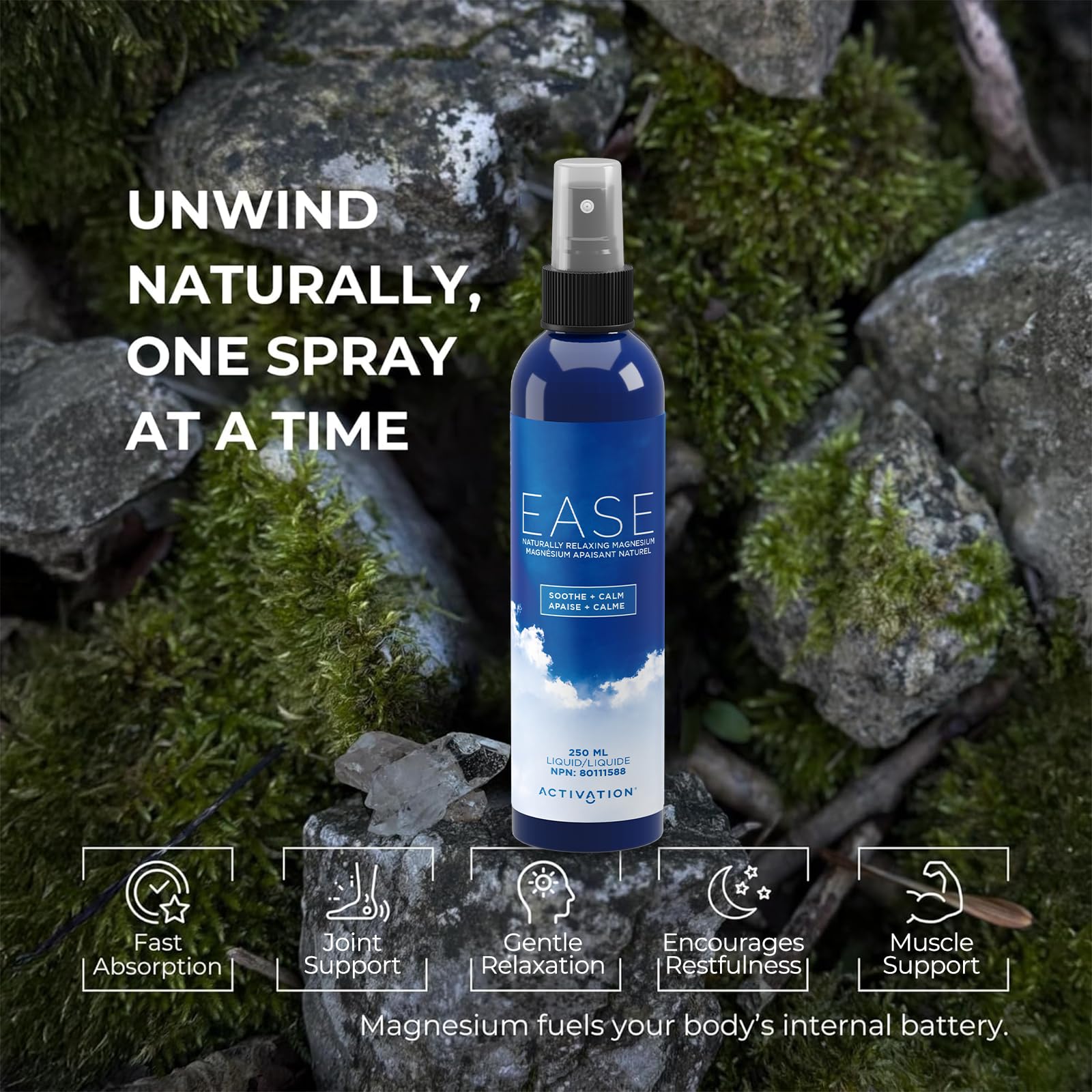 Magnesium chloride spray for skin hydration