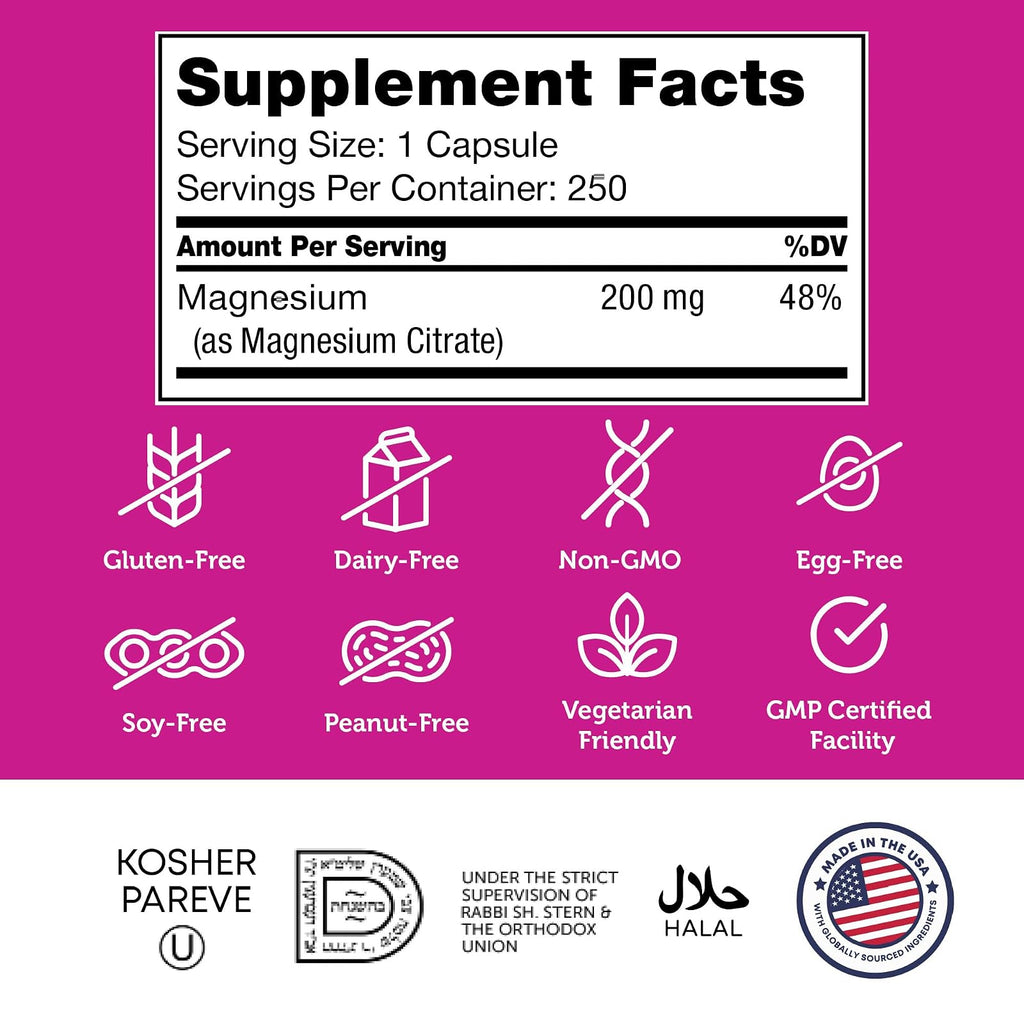 Magnesium citrate capsules for digestive comfort