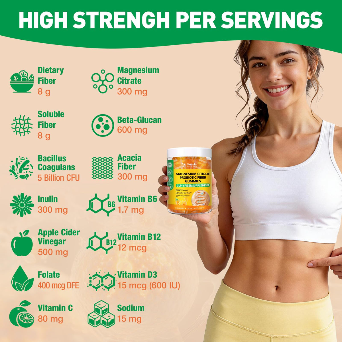 Magnesium citrate fiber gummies for gut health
