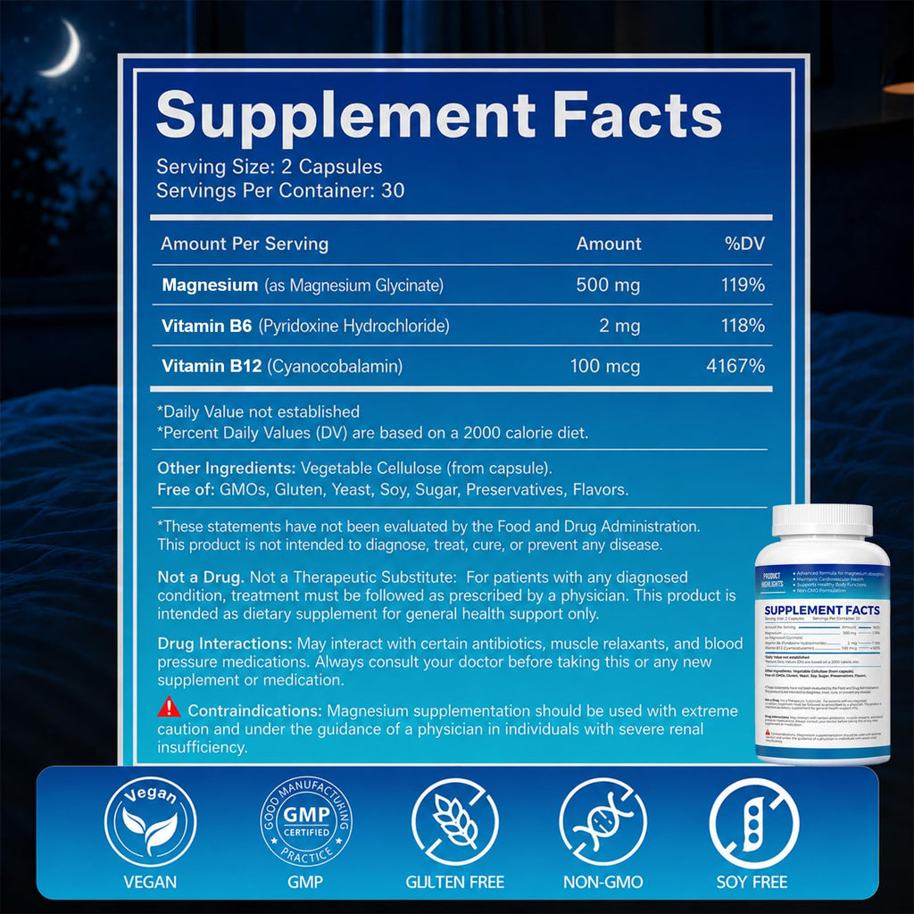 Magnesium Glycinate 500 mg for energy support