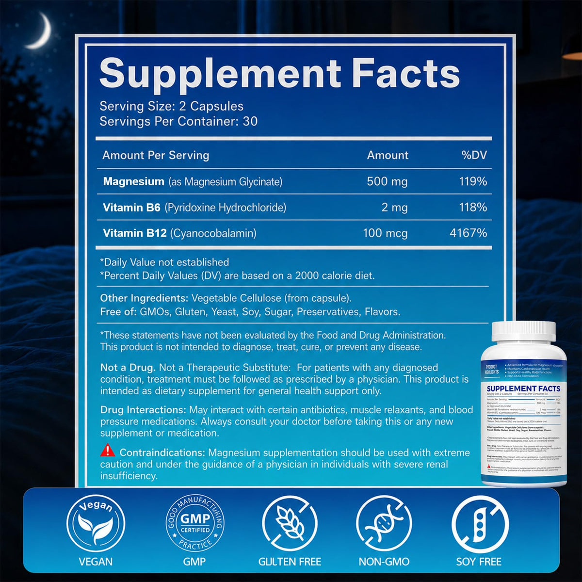 Magnesium Glycinate 500 mg for energy support