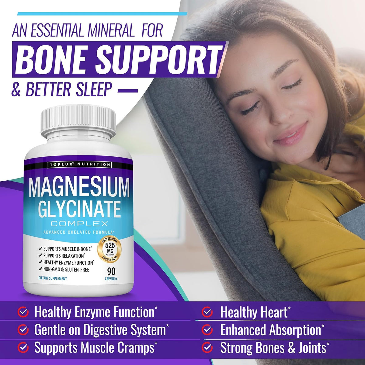 Magnesium glycinate 525 mg for muscle health