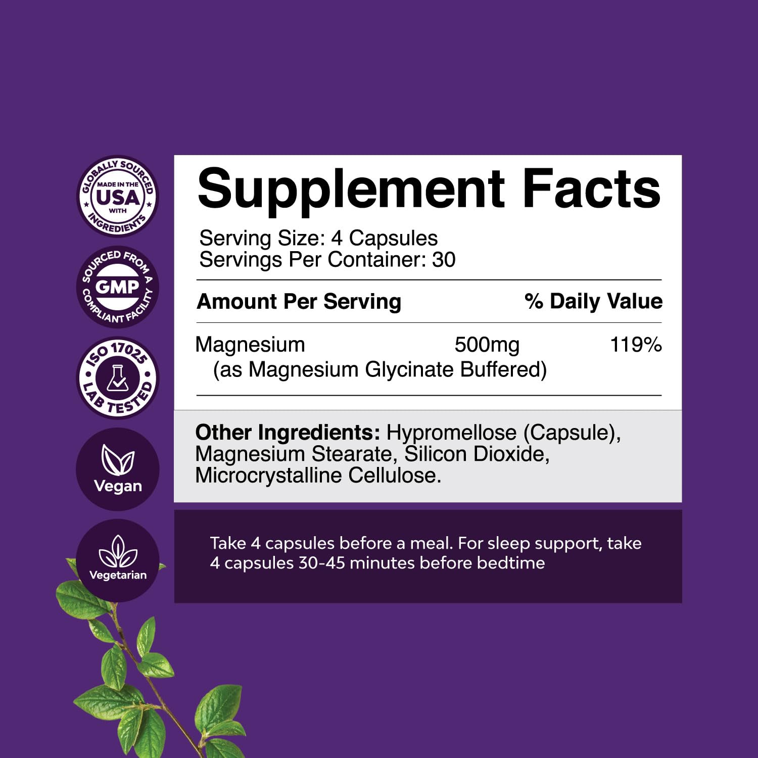 Magnesium glycinate for improved sleep quality