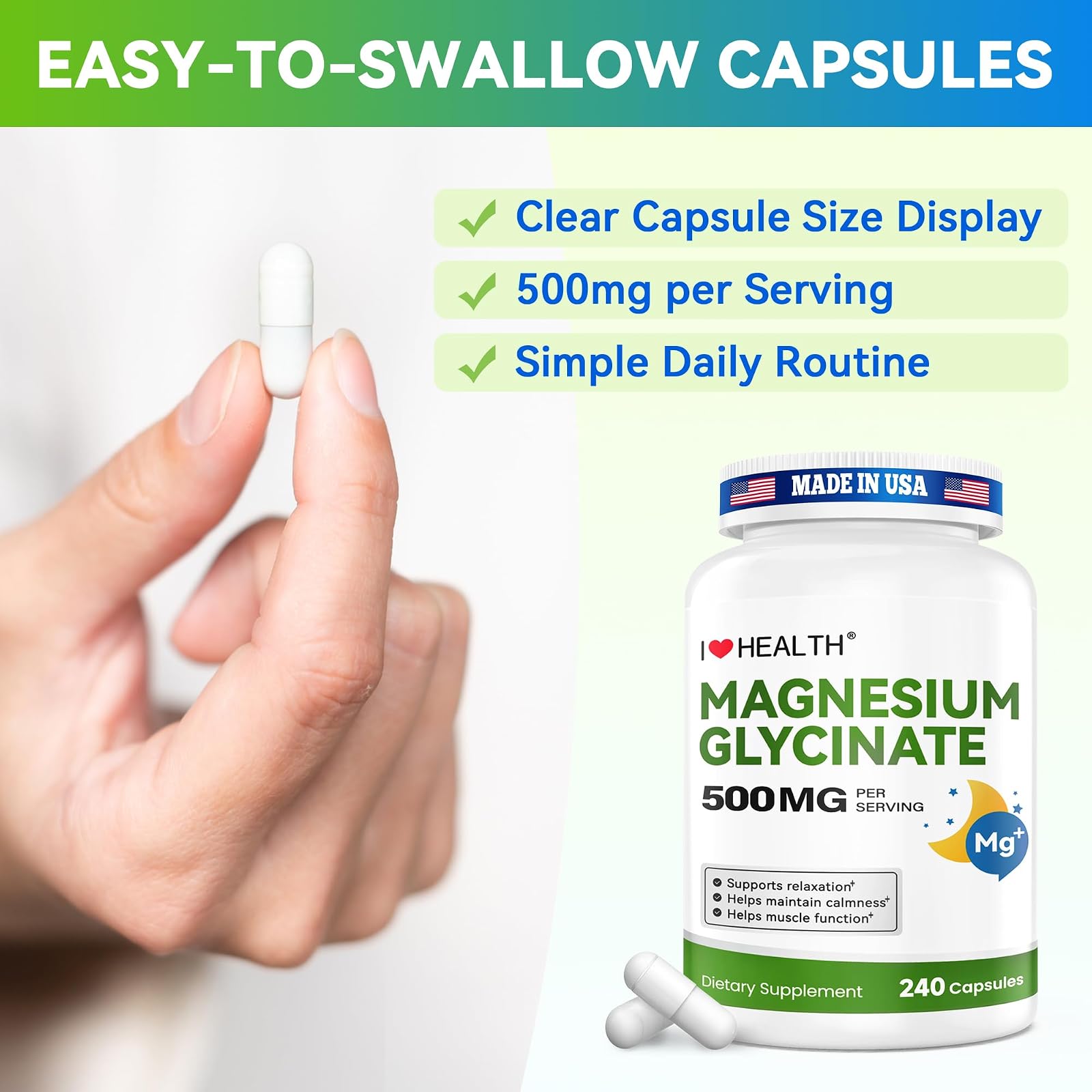 Magnesium glycinate for stress relief