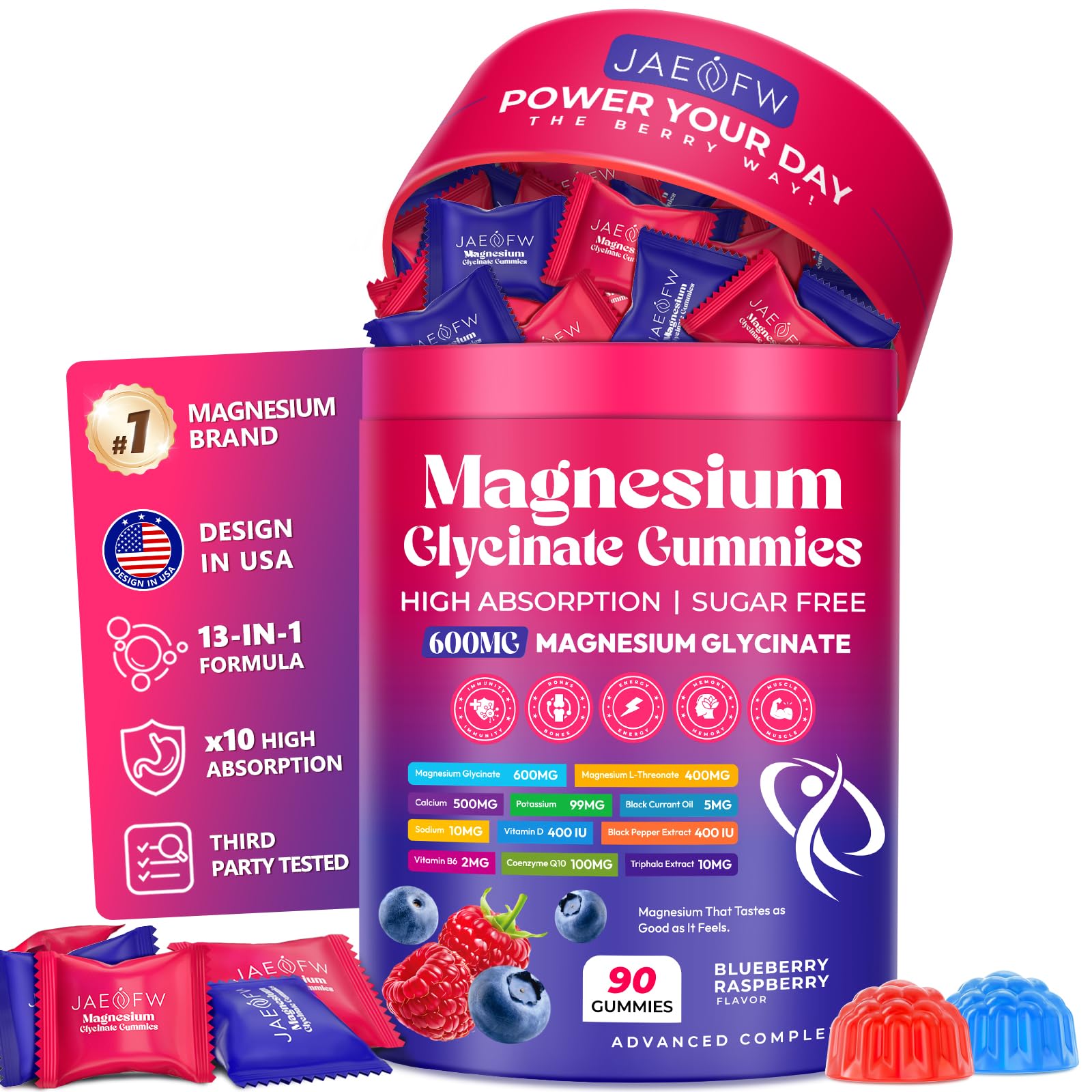 Magnesium glycinate gummies for relaxation