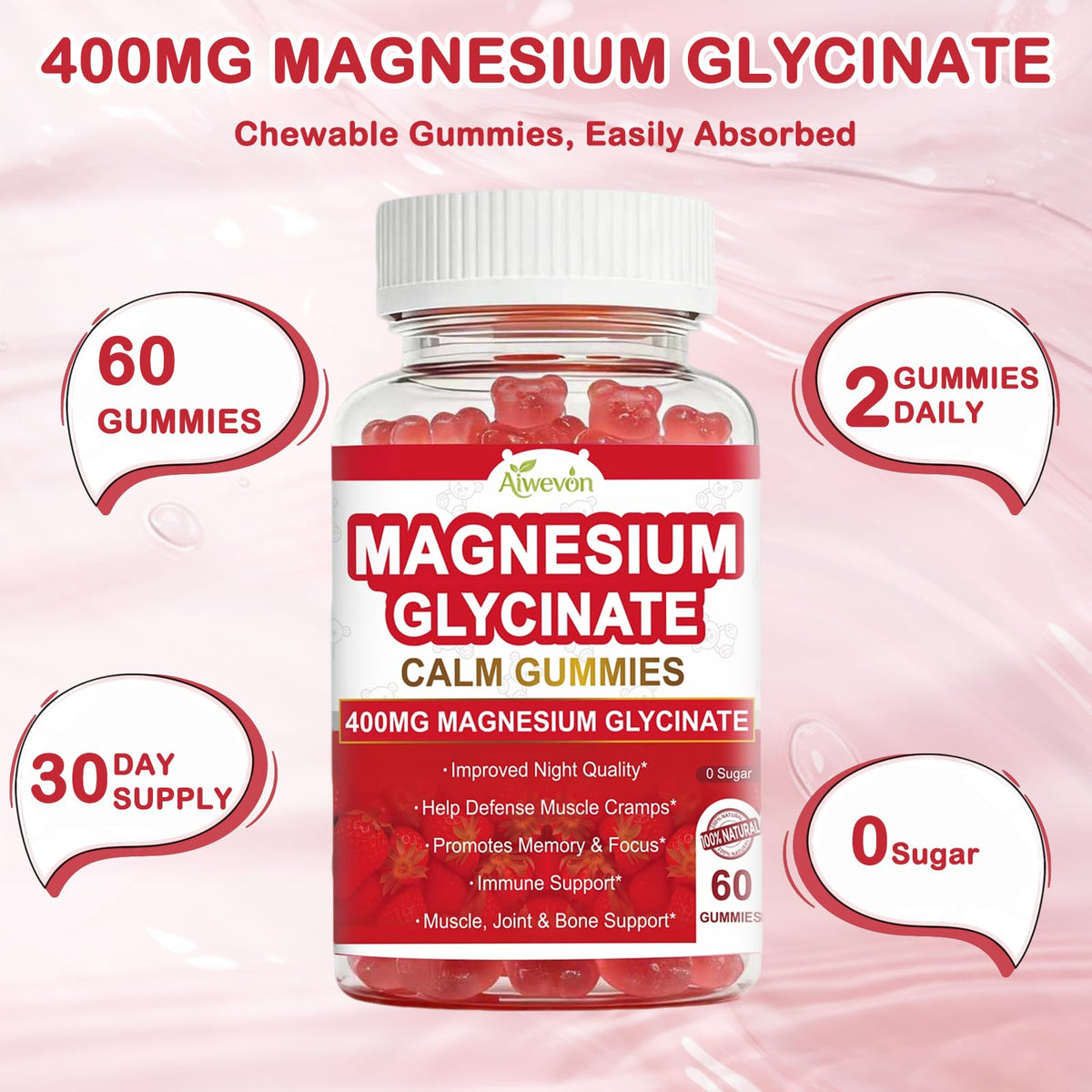 Magnesium glycinate gummies for stress relief