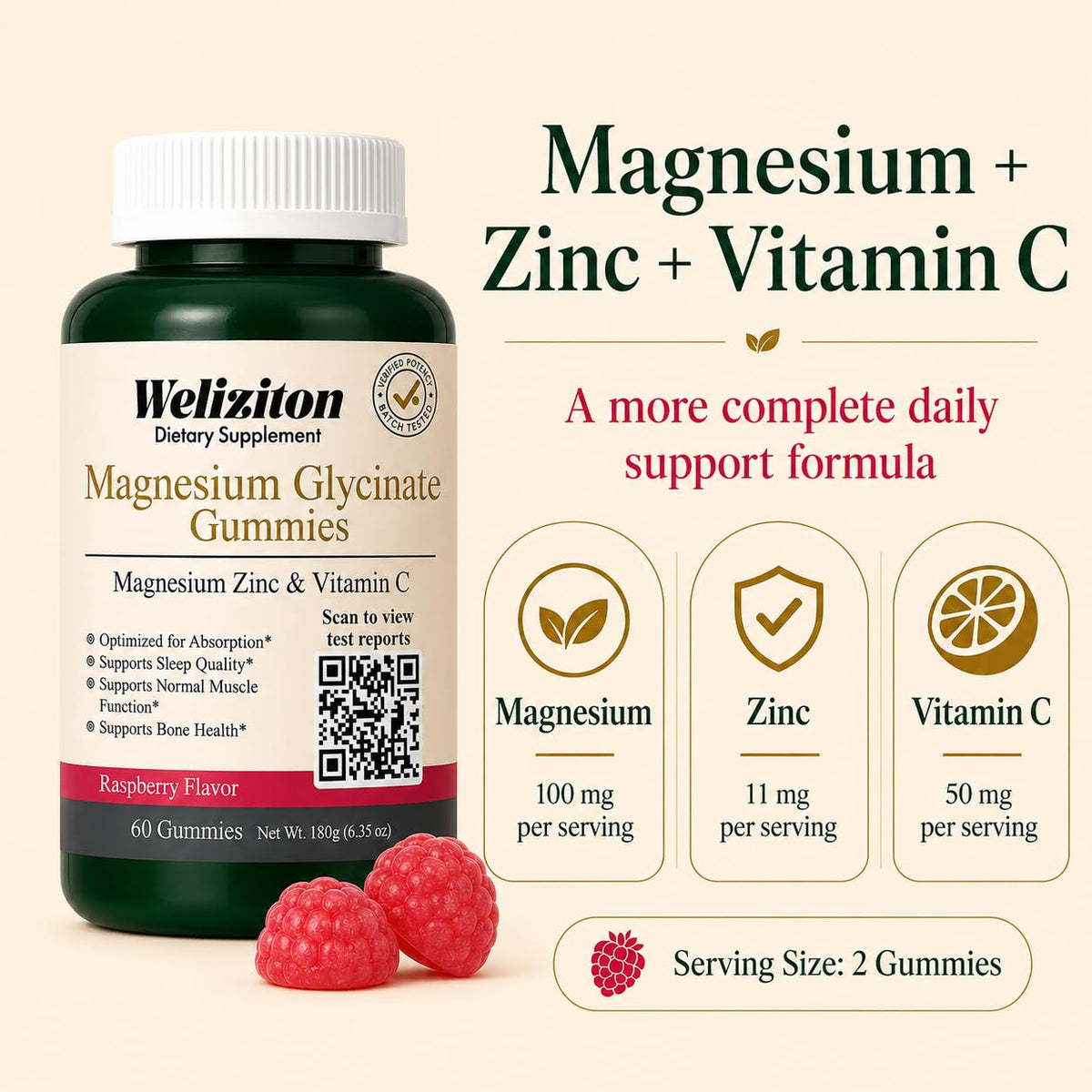 Magnesium glycinate gummies support muscle recovery