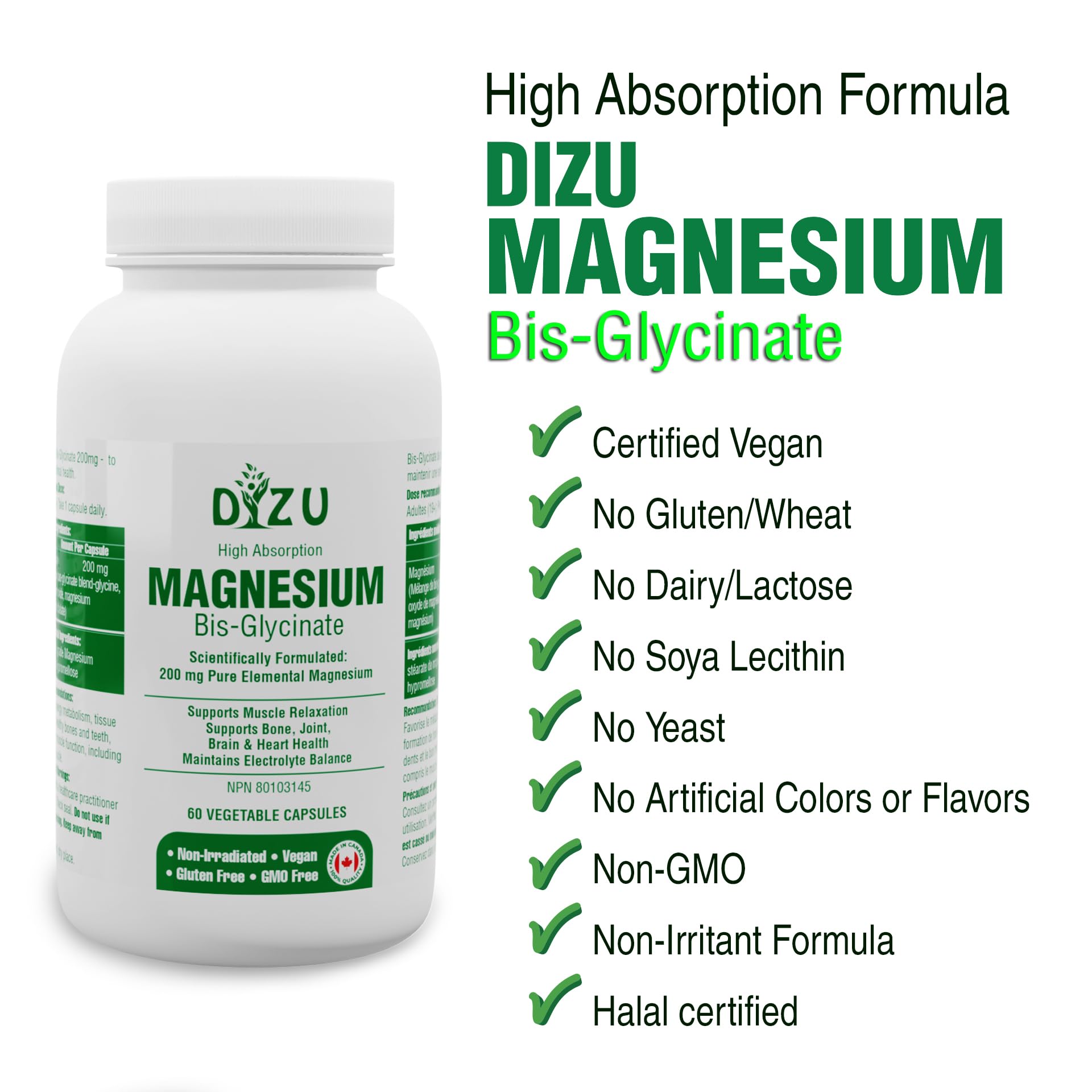 Magnesium glycinate supplement for overall health