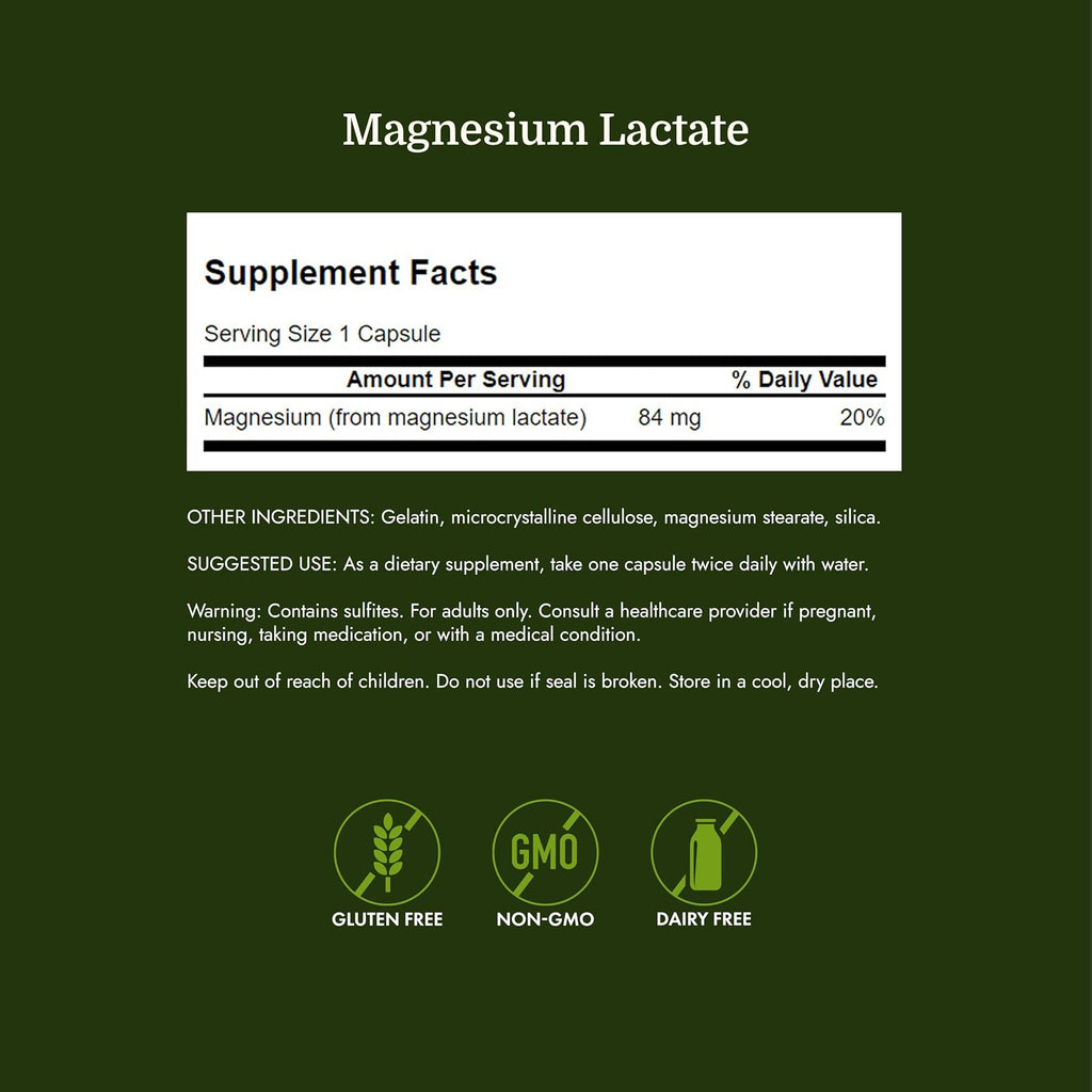 Magnesium lactate supplement for daily wellness
