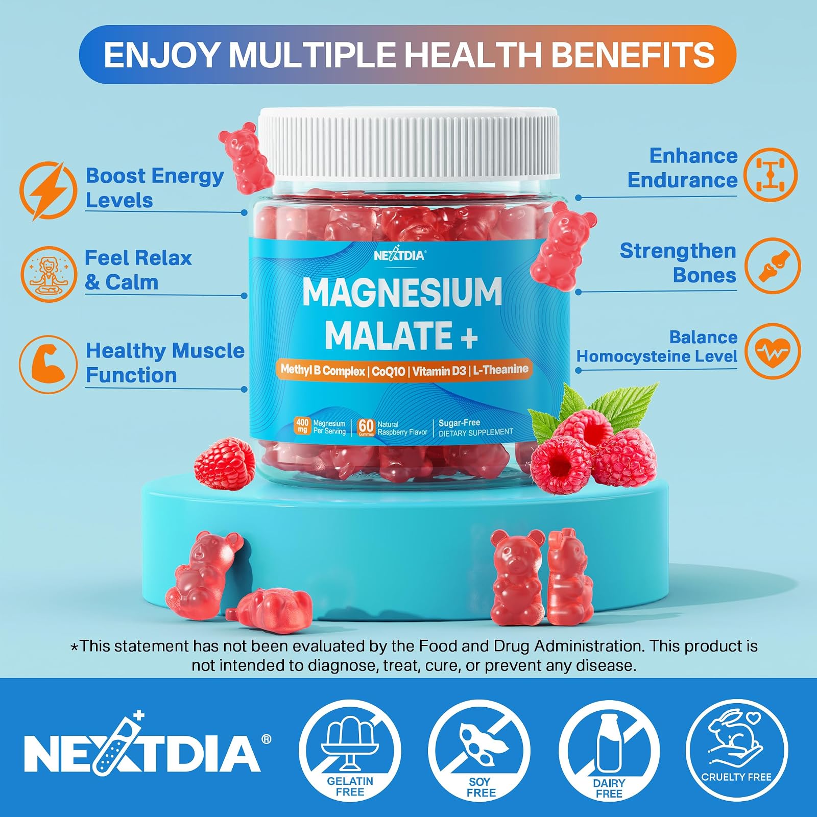 Magnesium malate gummies for daily wellness