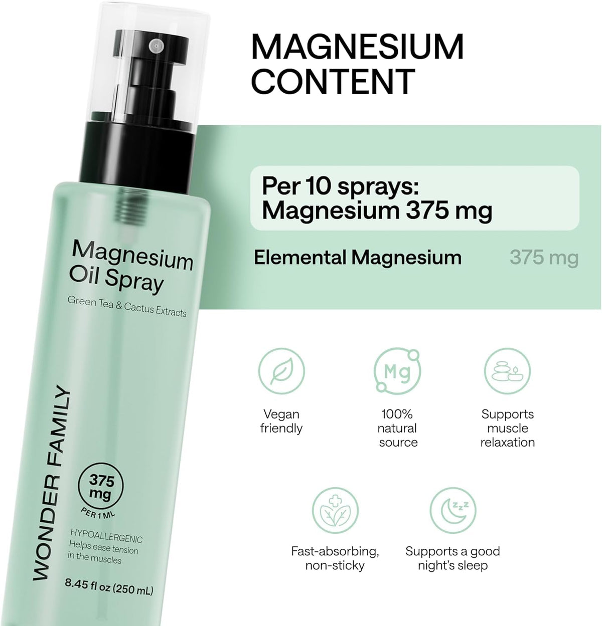 Magnesium oil spray for skin hydration