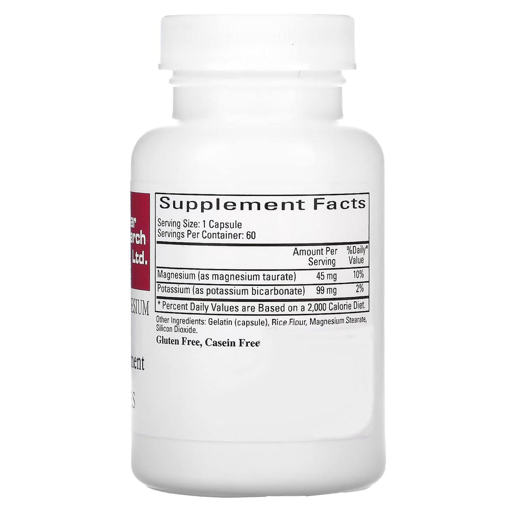 Magnesium-Potassium Taurate veggie caps for energy support