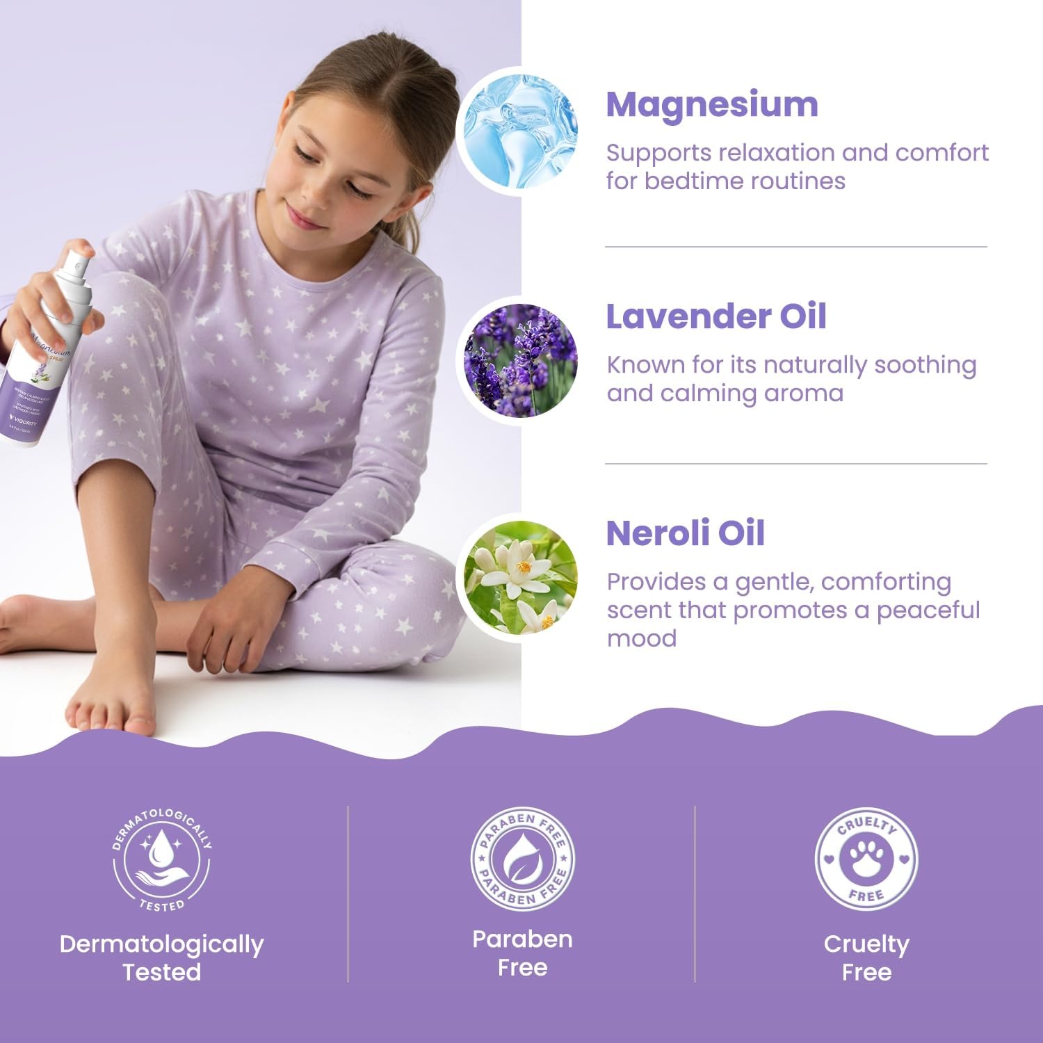 Magnesium spray for calming bedtime routine