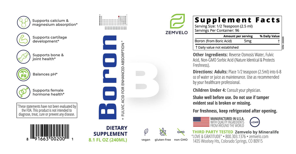magnesium support with liquid boron