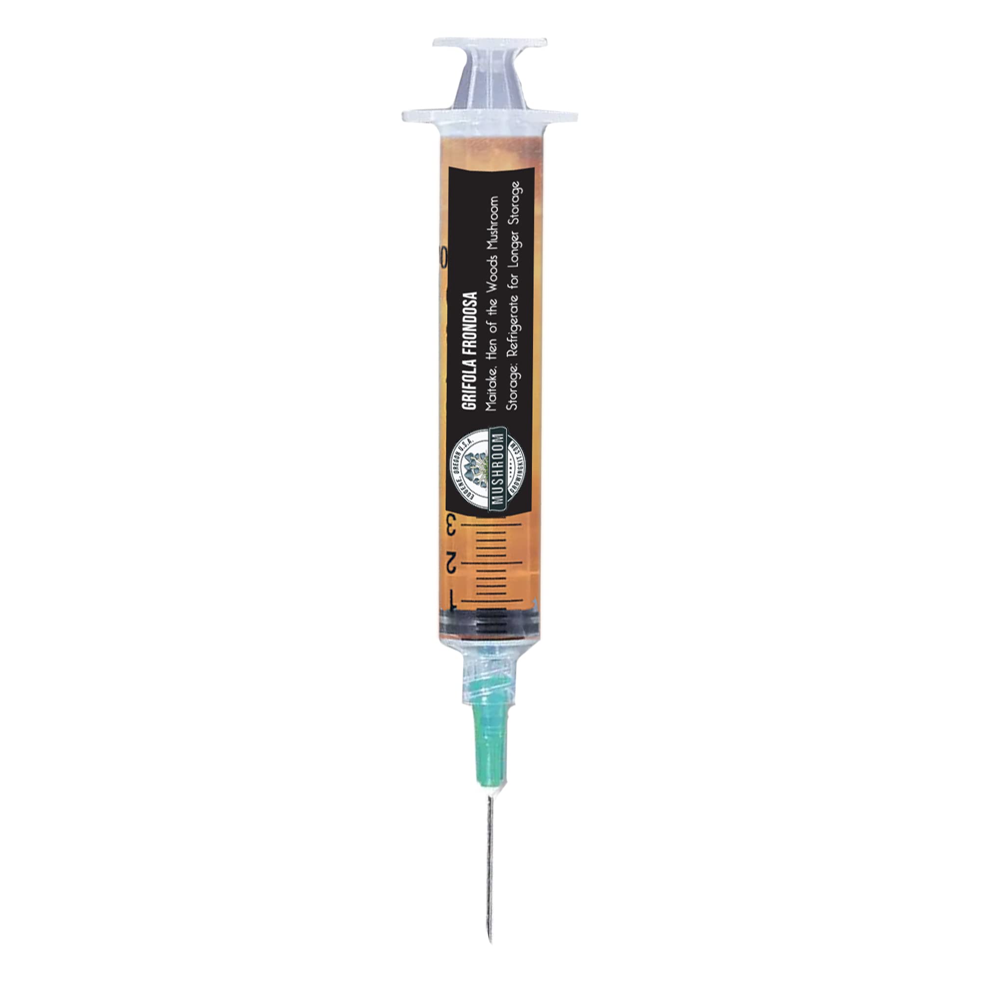 Maitake mushroom liquid culture syringe