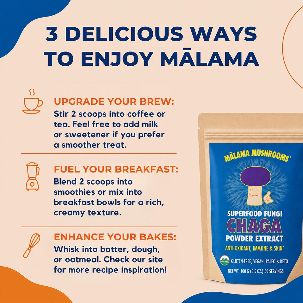 Malama Chaga powder for smoothies