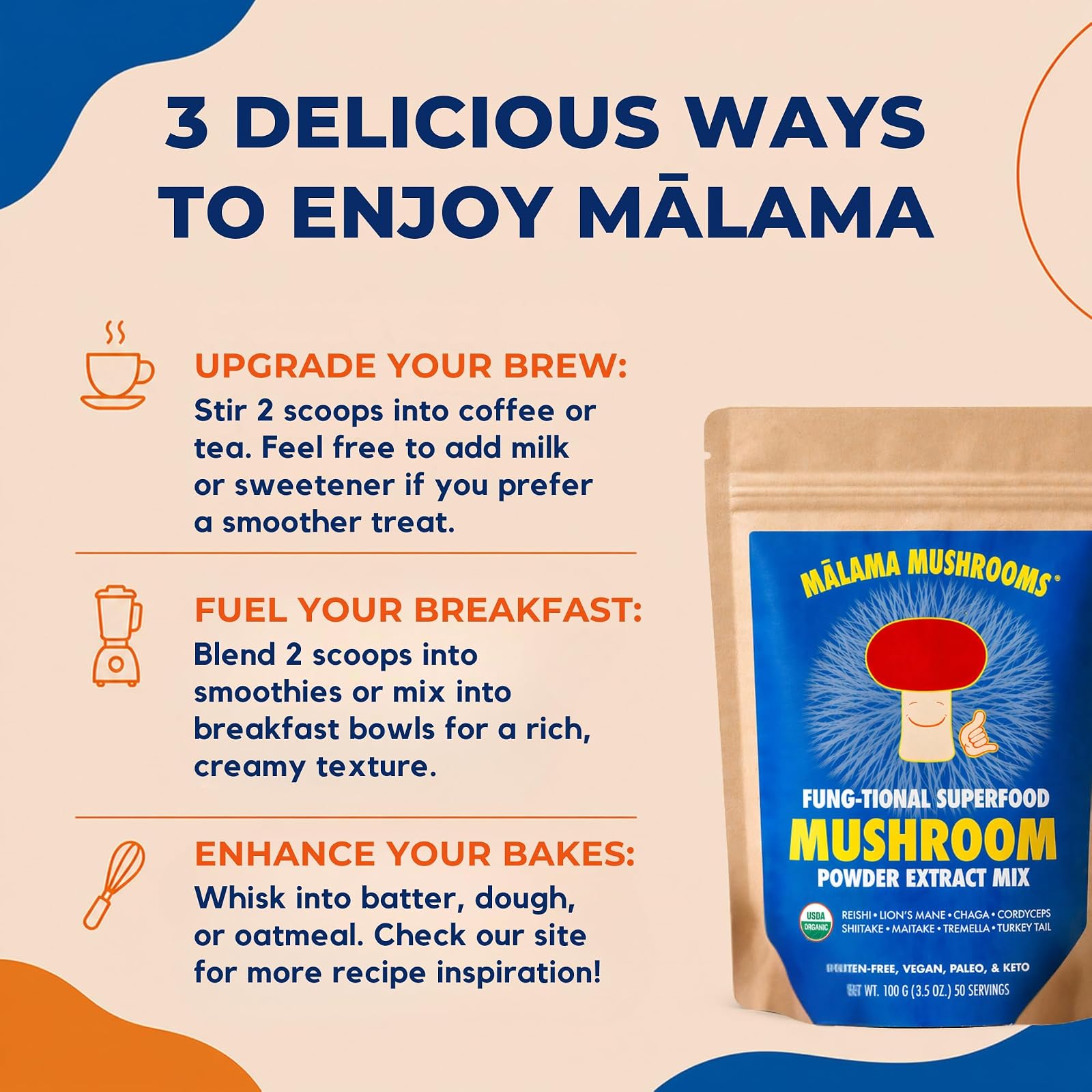 Malama mushroom blends for immune support