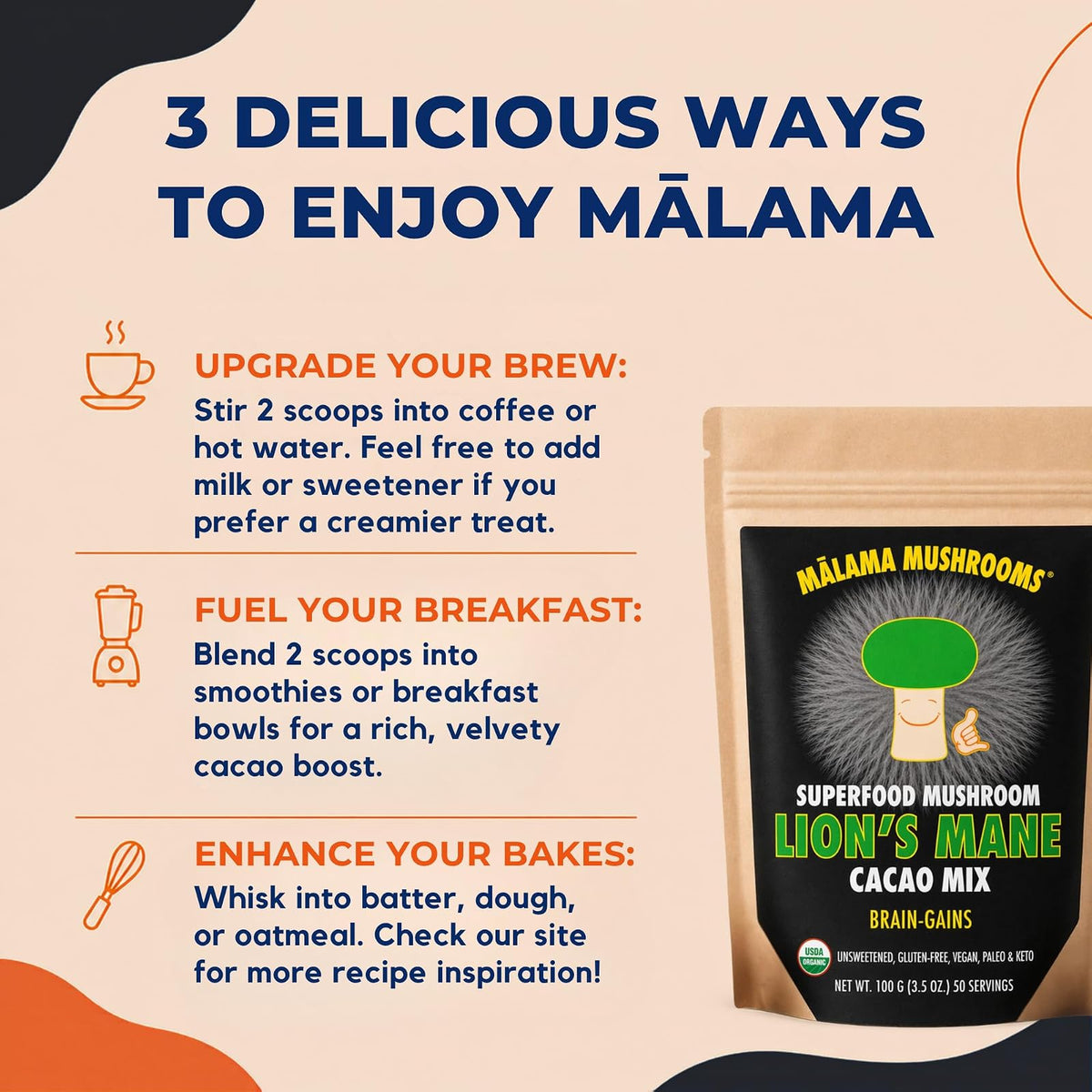 Malama mushroom powder for smoothies