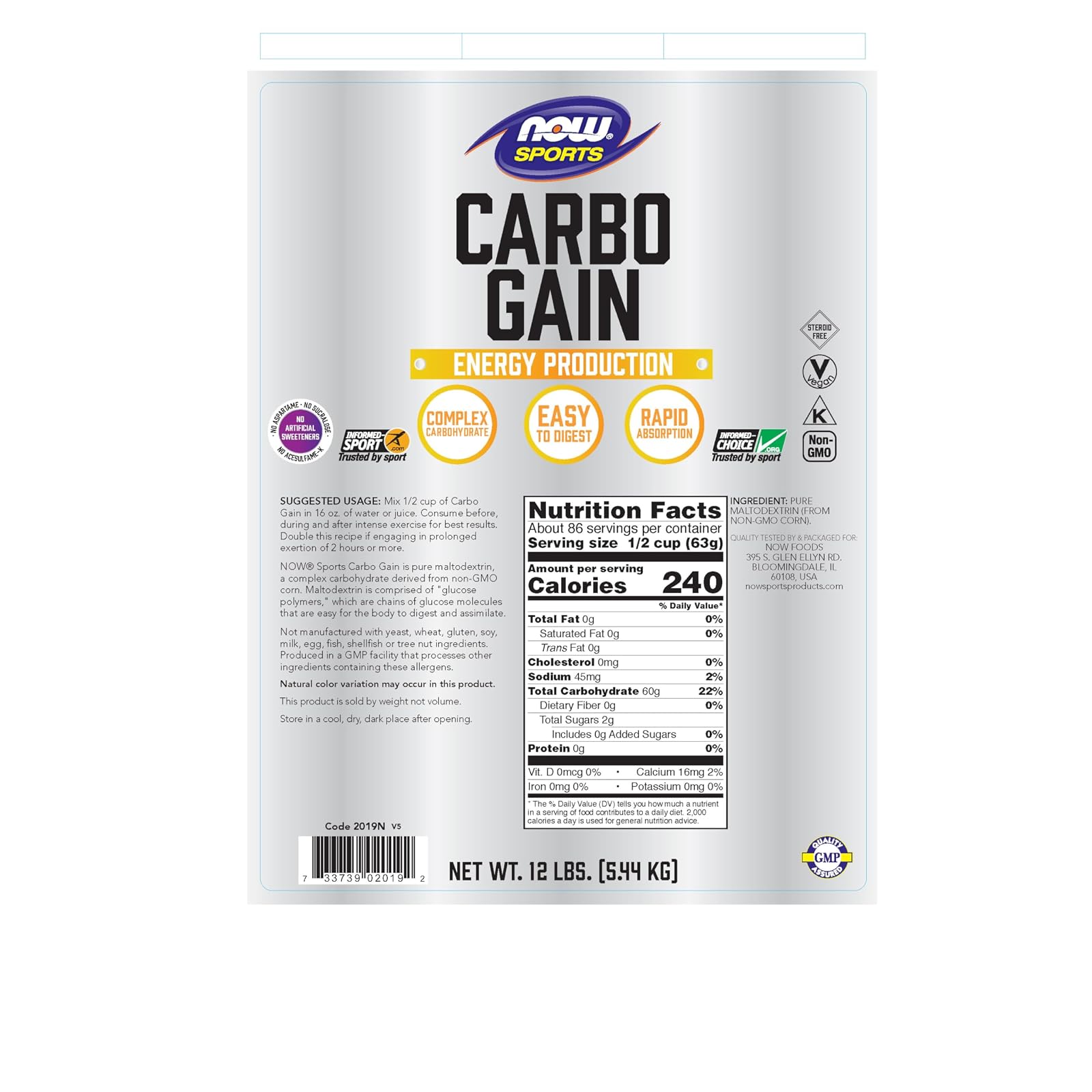 Maltodextrin powder for muscle recovery