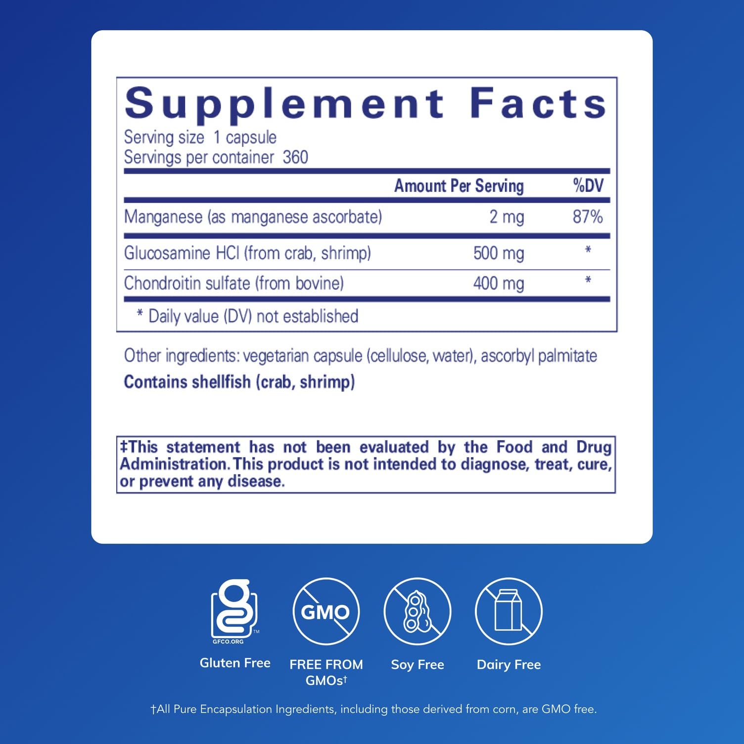 Manganese enriched glucosamine capsules