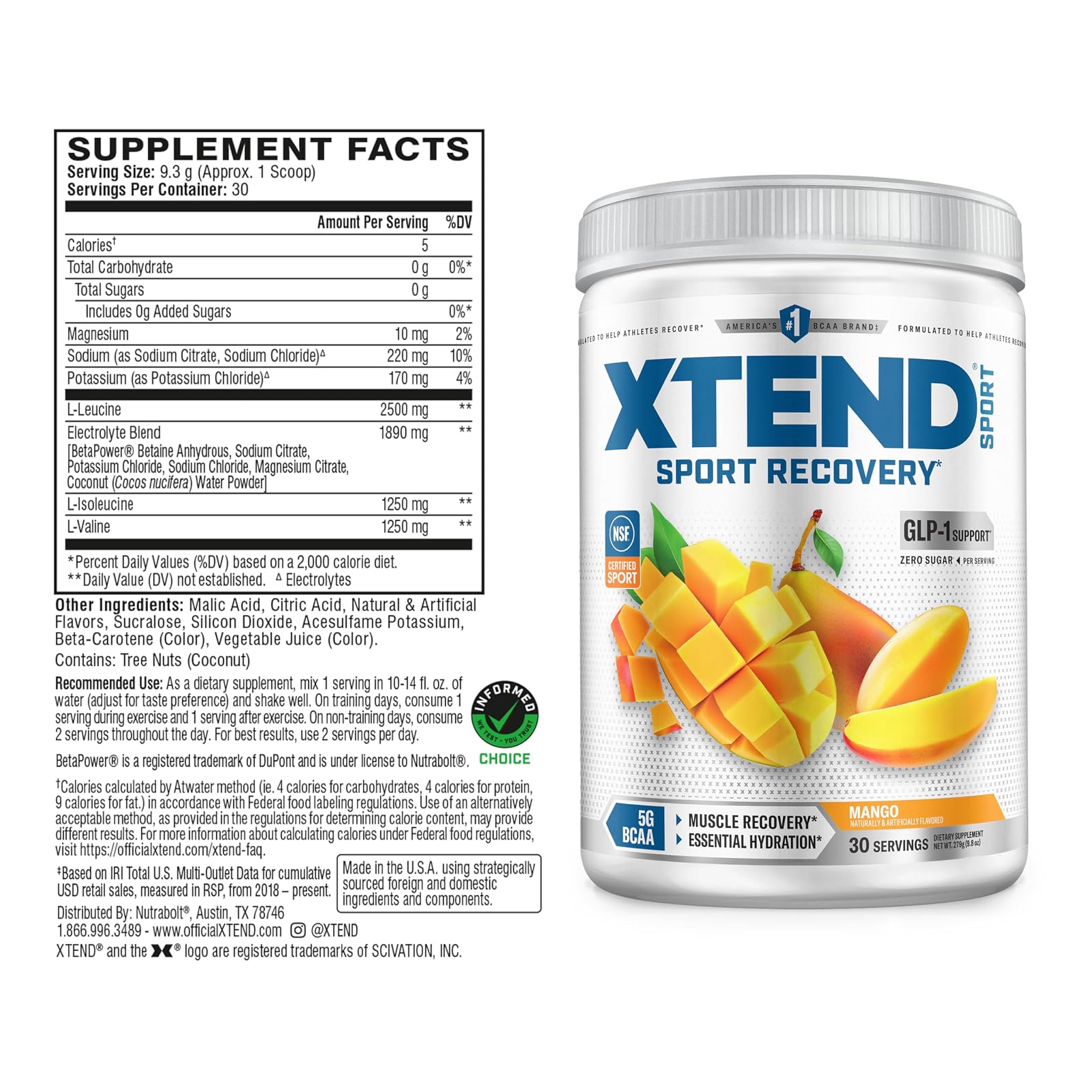 Mango BCAA powder for muscle recovery