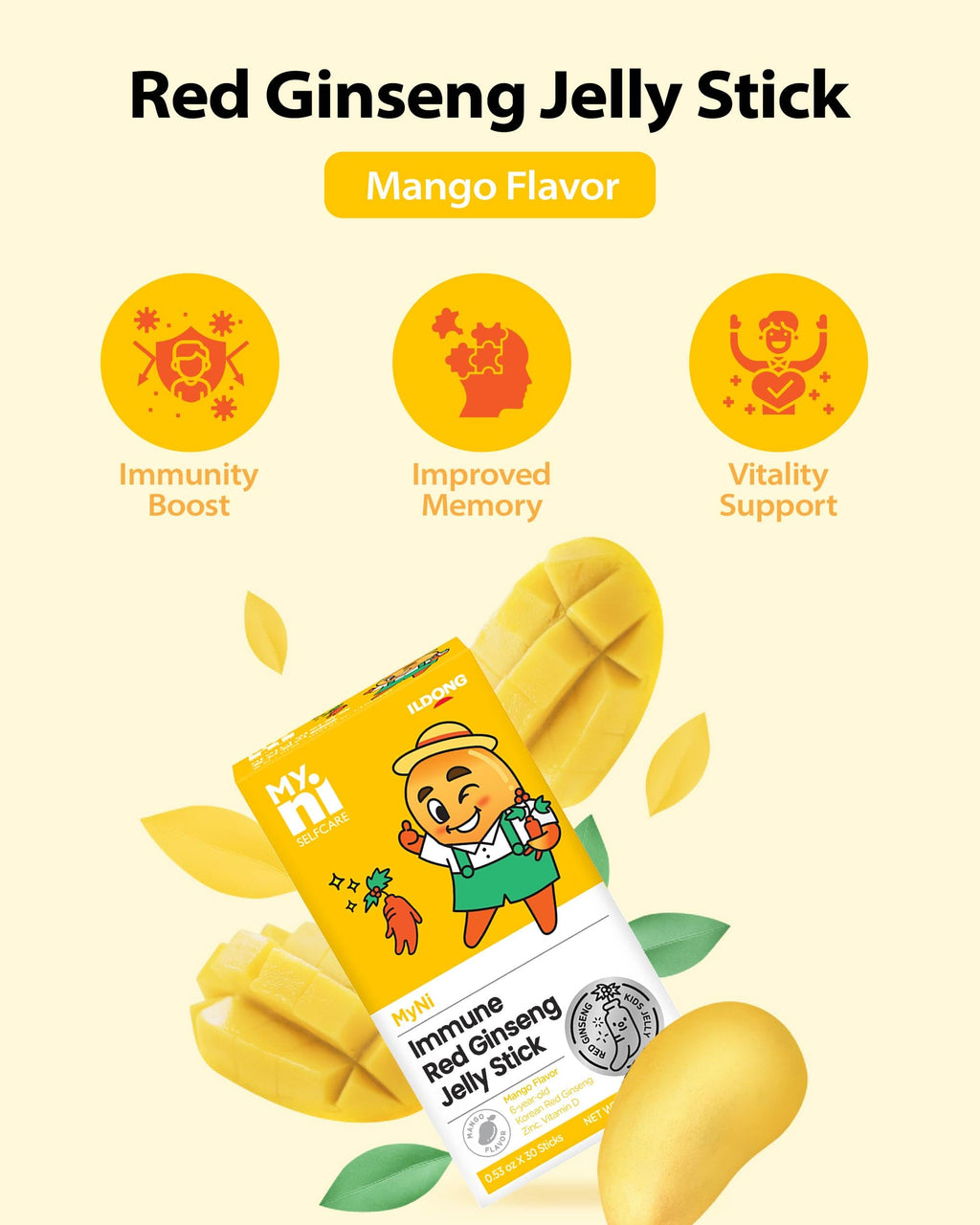 Mango flavored ginseng jelly for vitality