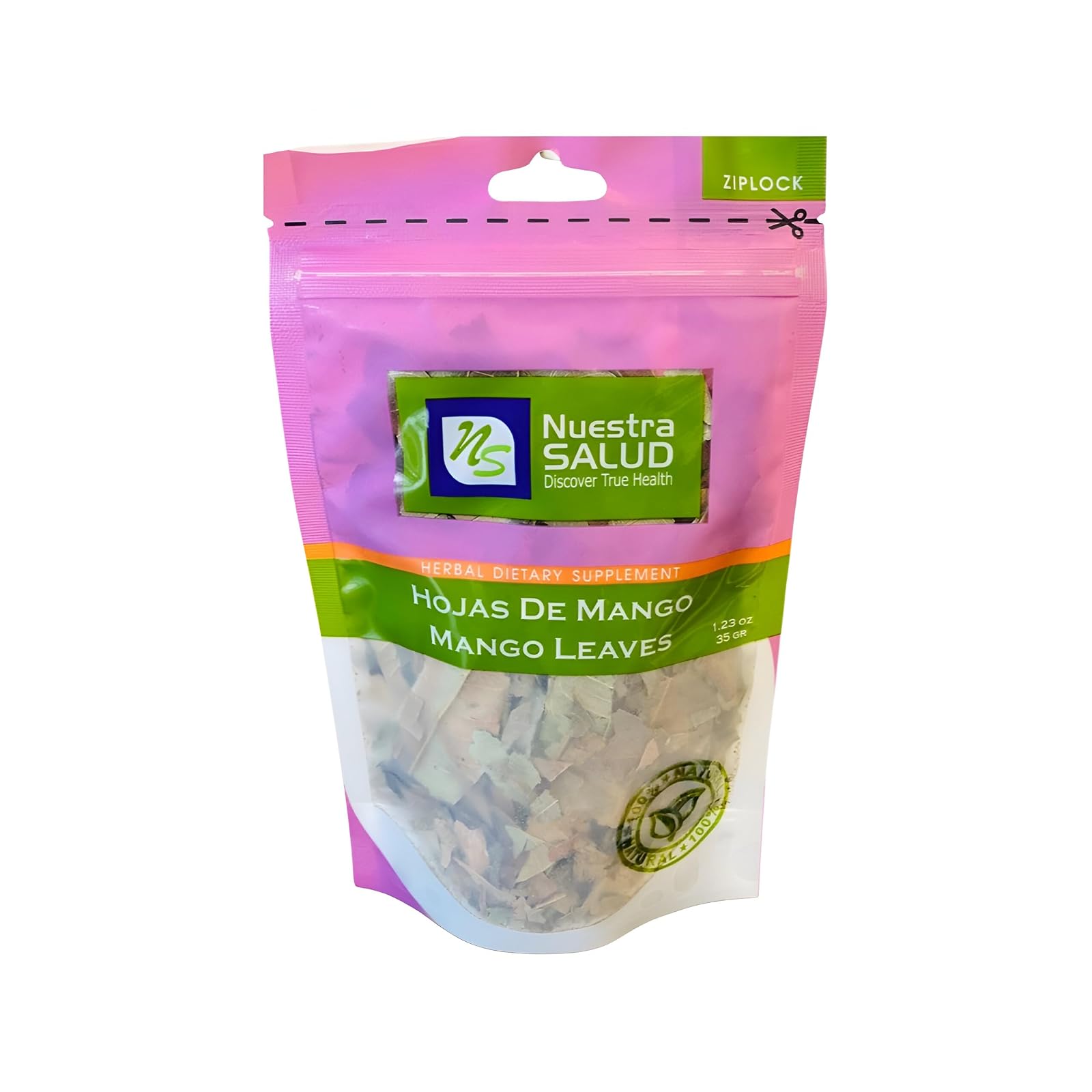 Mango leaves tea in zip-lock bag