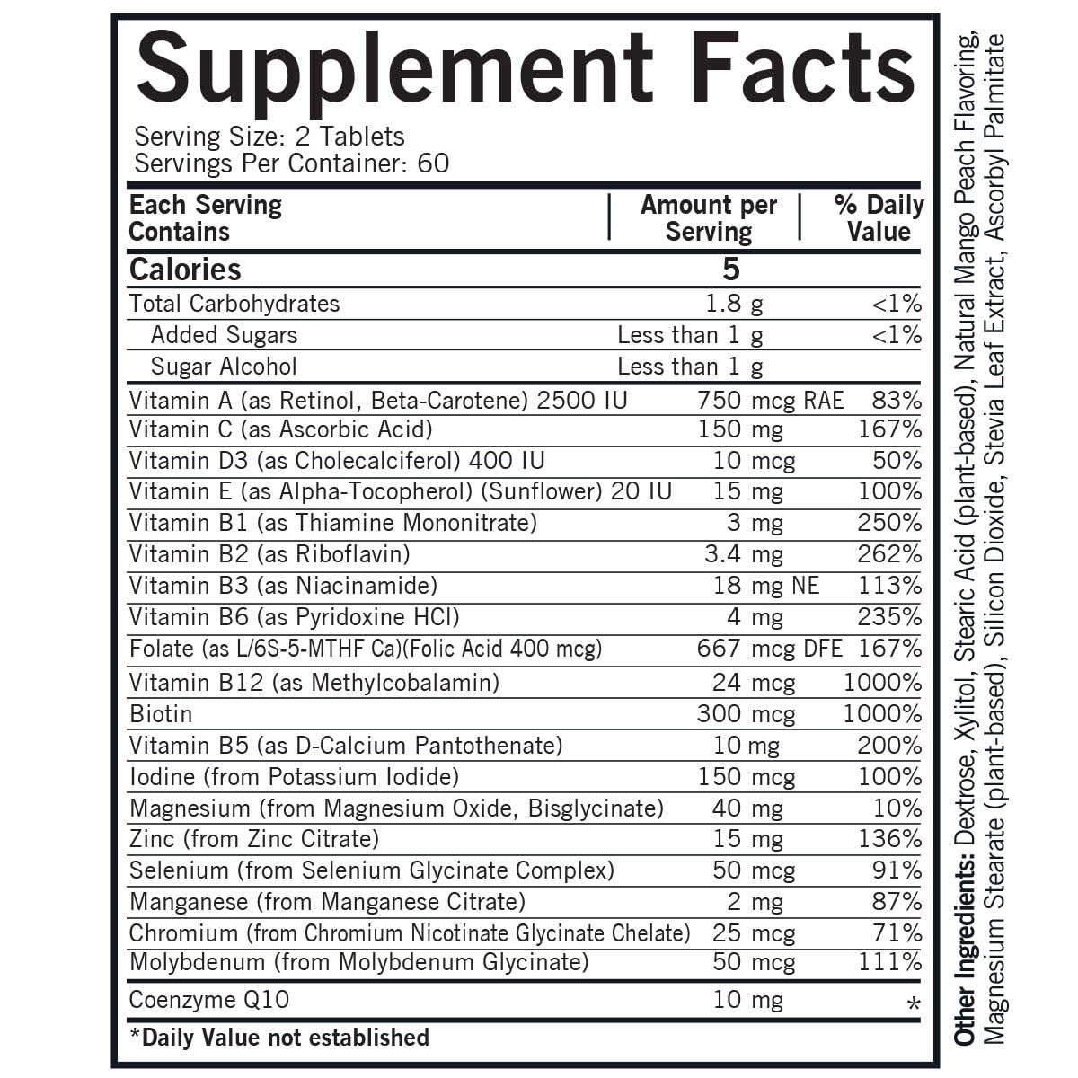 Mango peach gummy multivitamin for children