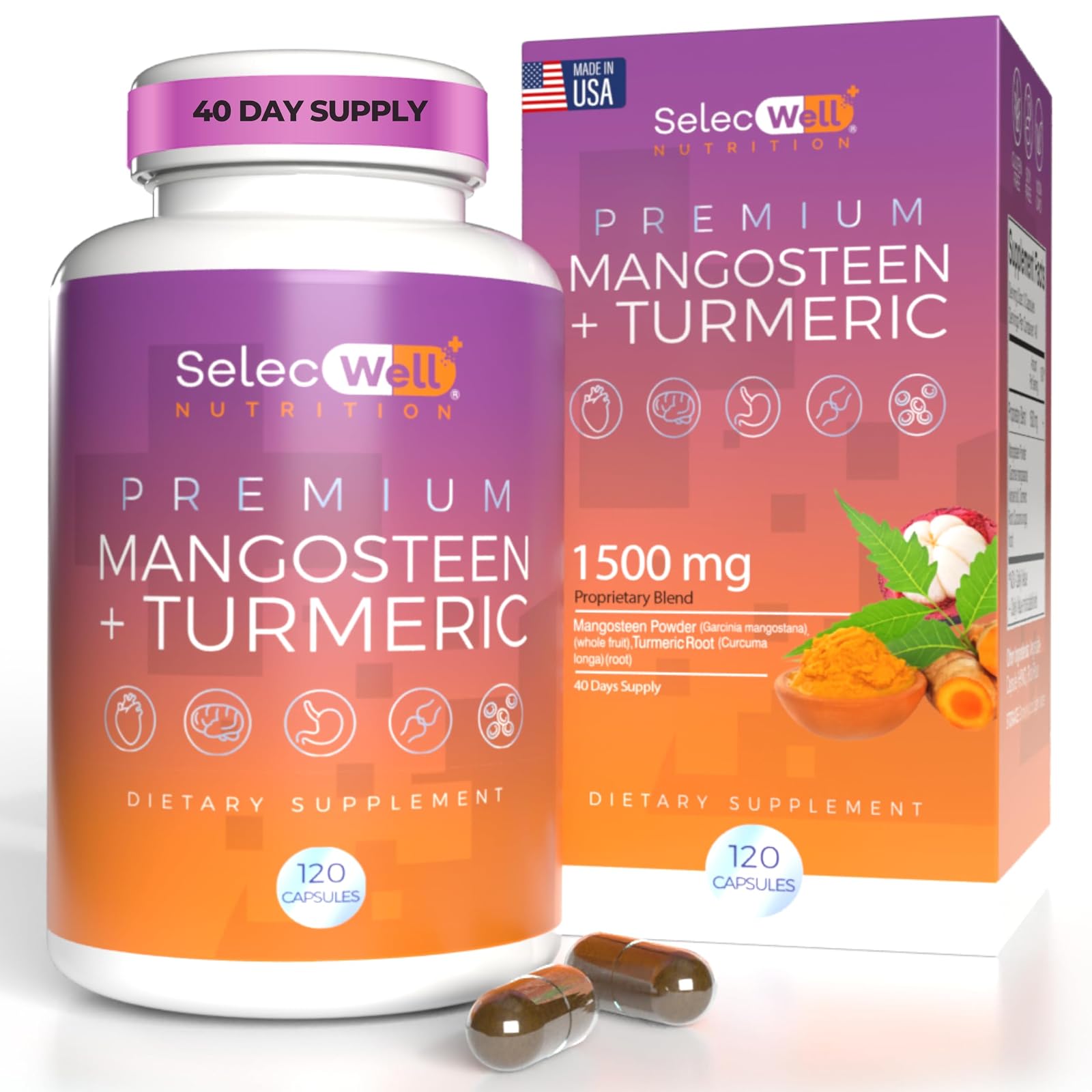 Mangosteen turmeric capsules for inflammation