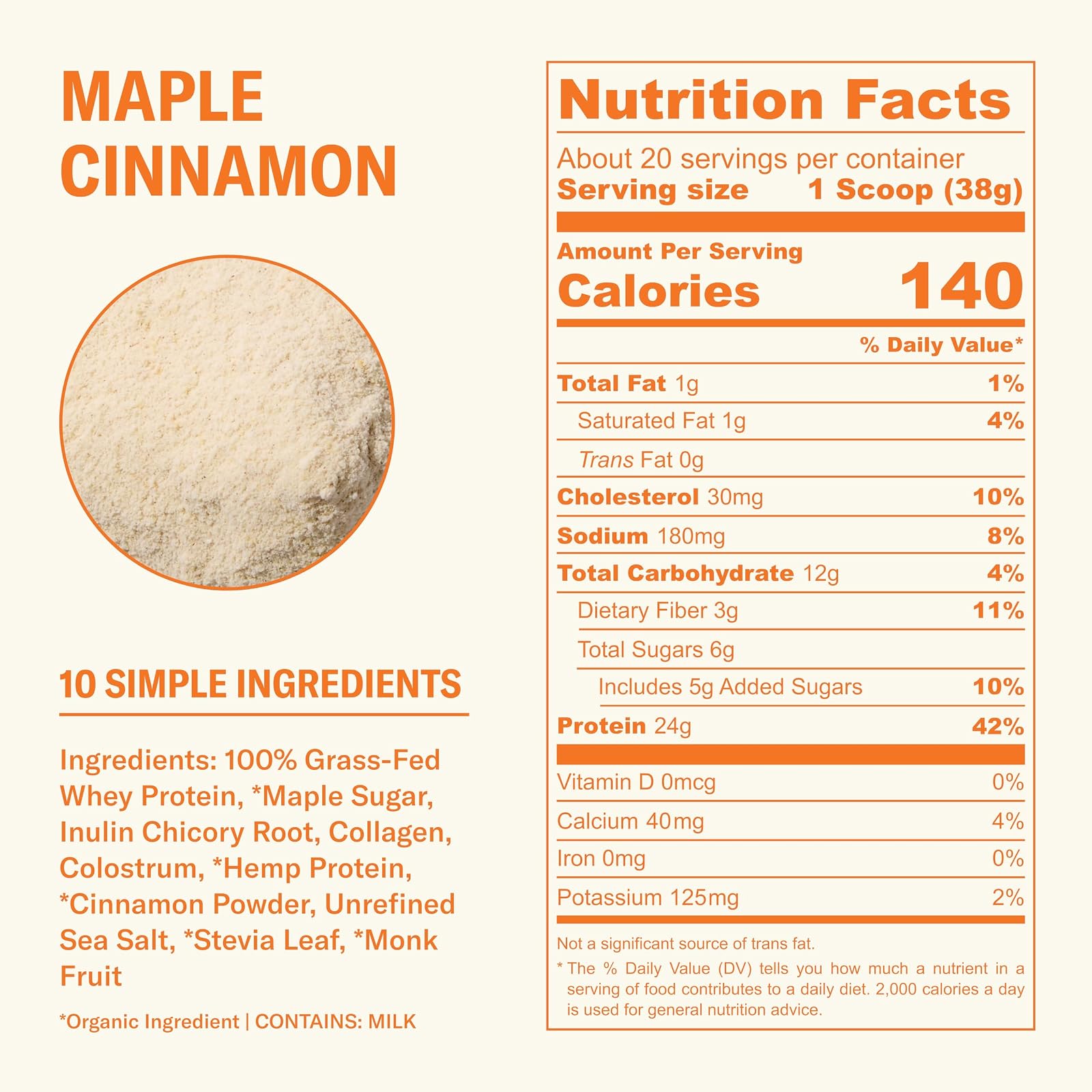 maple cinnamon flavour protein supplement