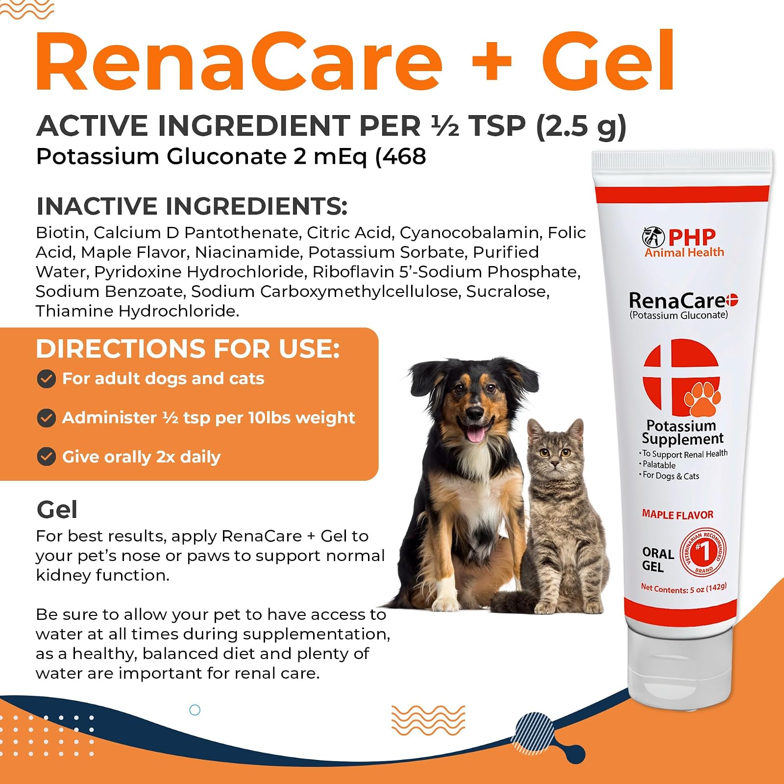 Maple flavour potassium supplement gel