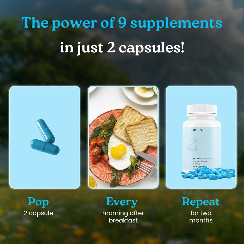 Mars Sea Moss health capsules for energy