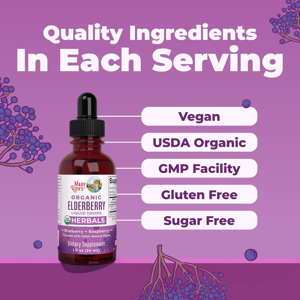 MARYRUTH'S elderberry drops for wellness
