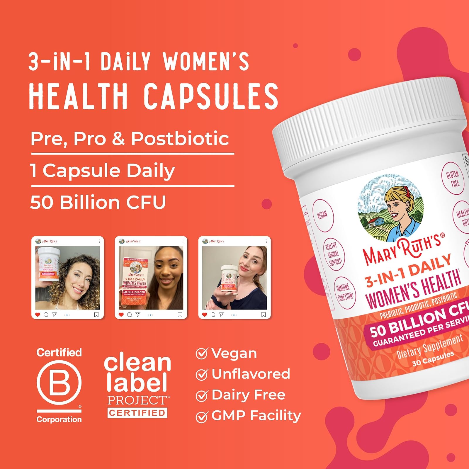 MARYRUTH'S probiotics for balanced microbiome