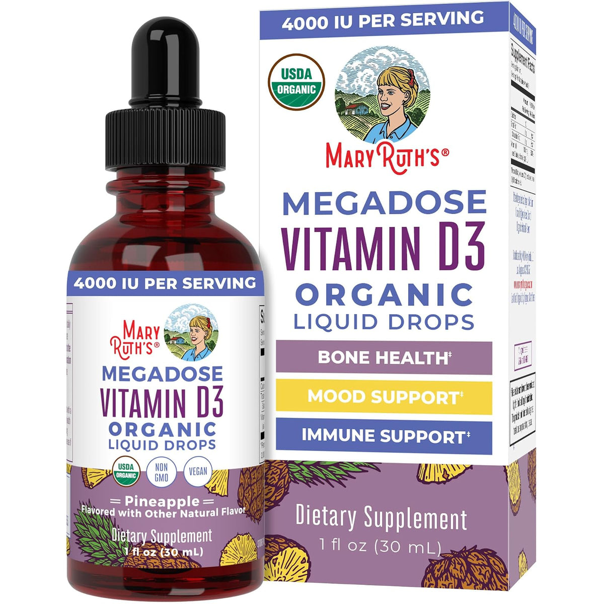 MARYRUTH'S Vitamin D3 4000 IU supplement
