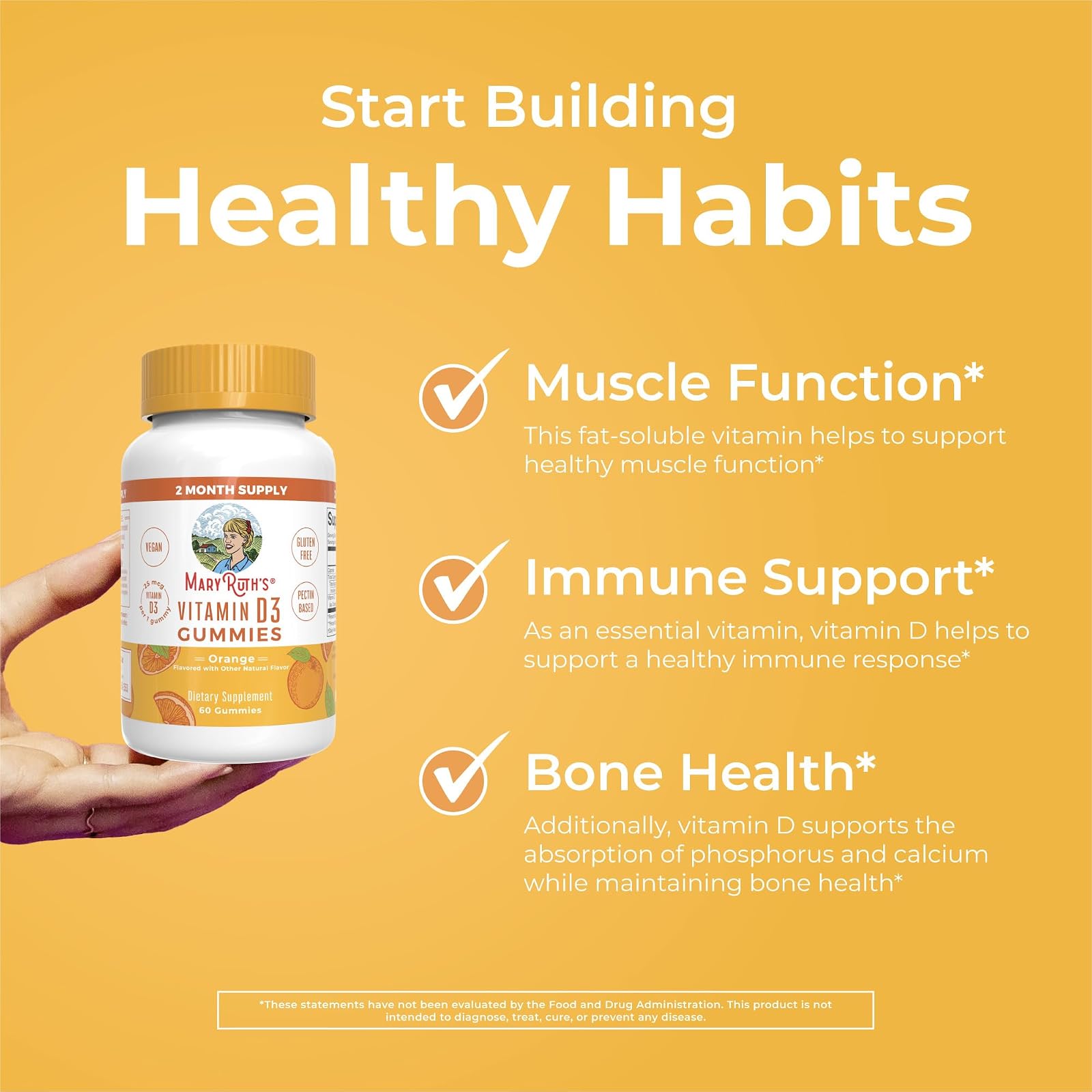 MARYRUTH'S vitamin D3 with K2 benefits