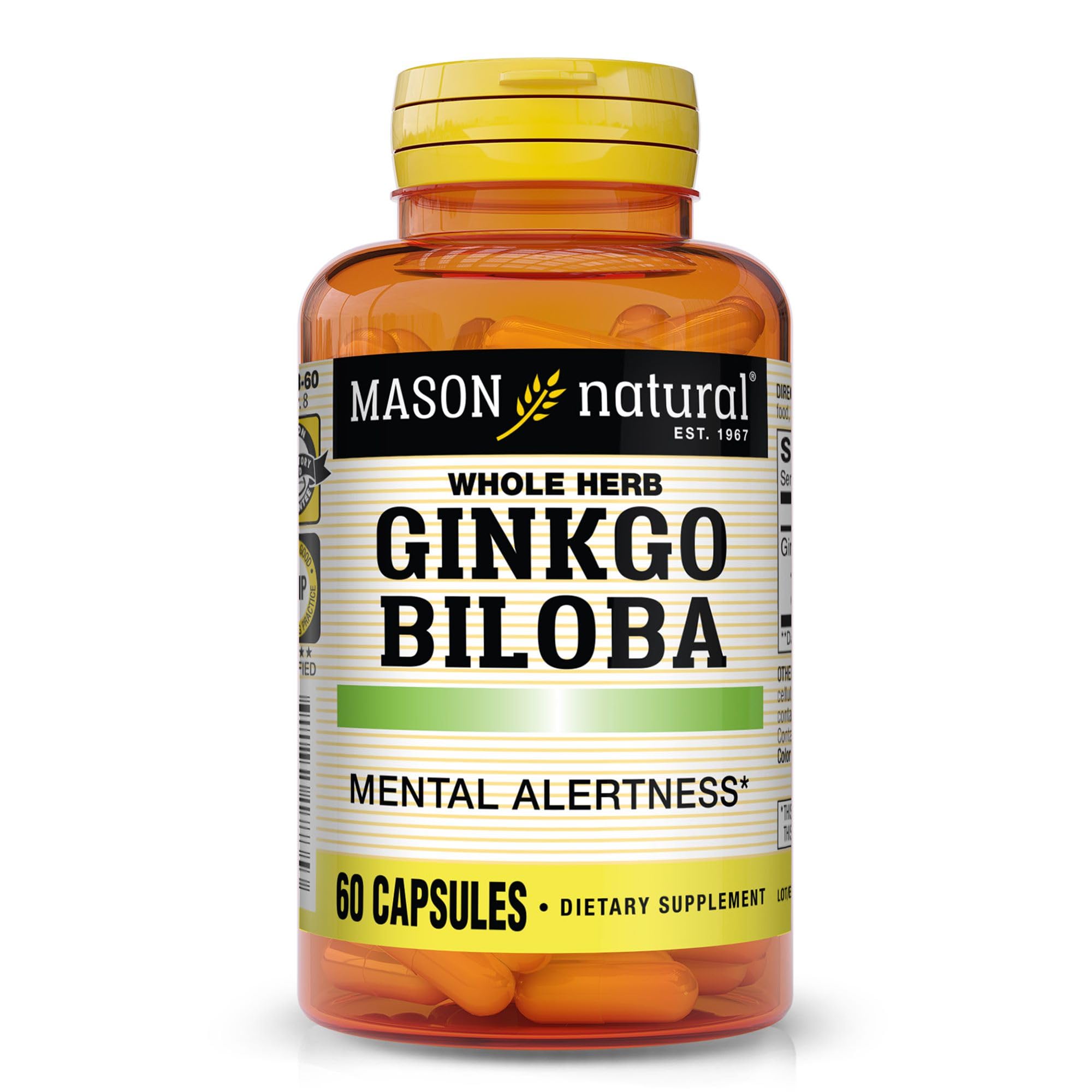 Mason Ginkgo Biloba supplement capsules