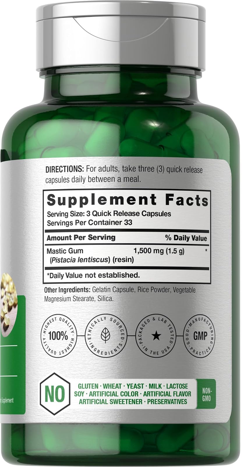 Mastic gum capsules for digestion support