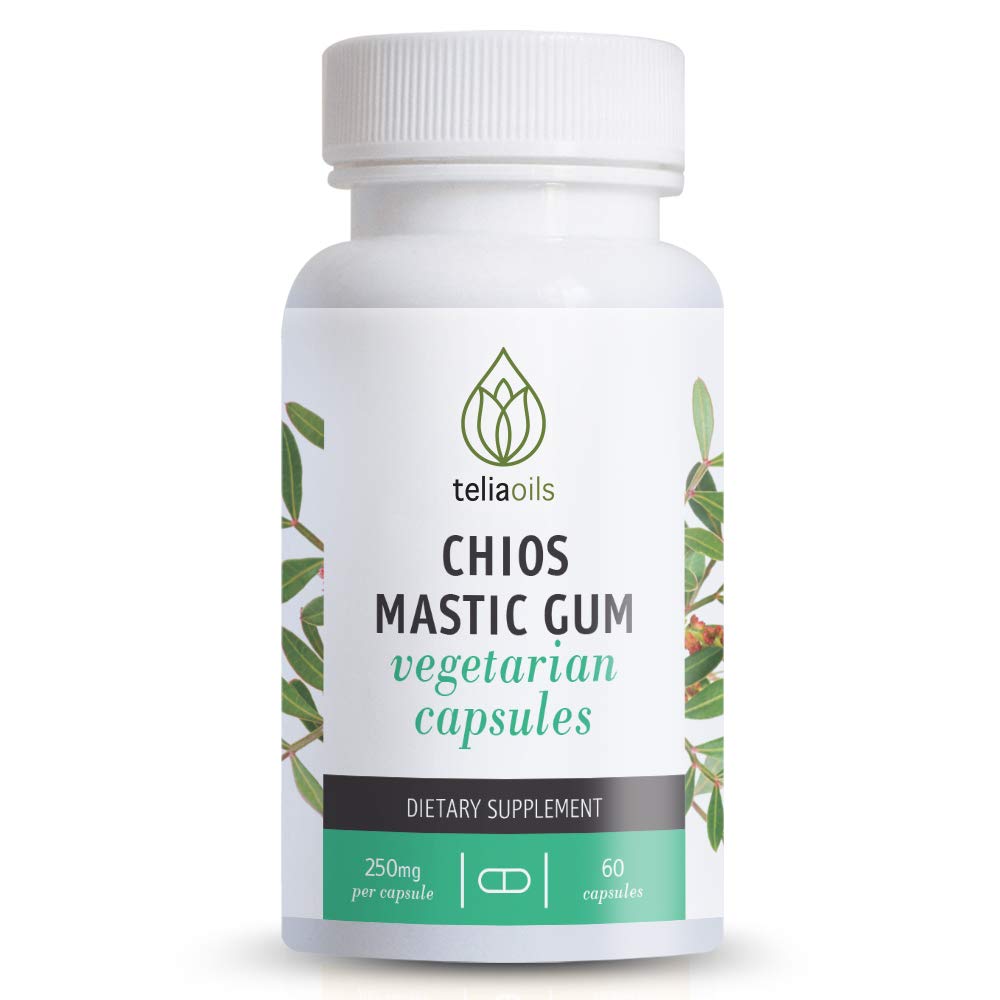 Mastic gum capsules for digestion