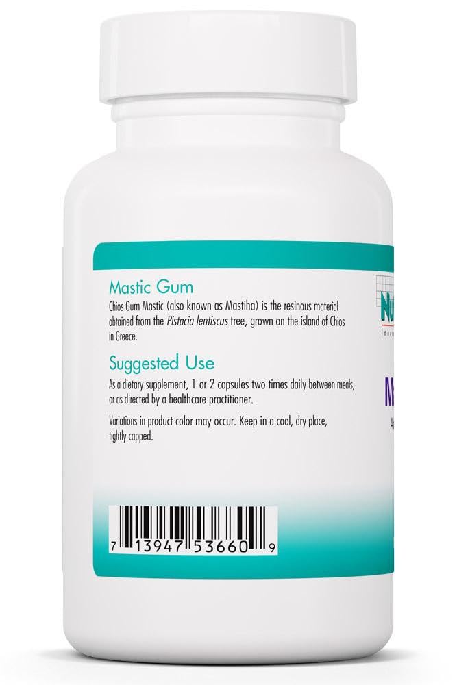 Mastic gum capsules for digestive support